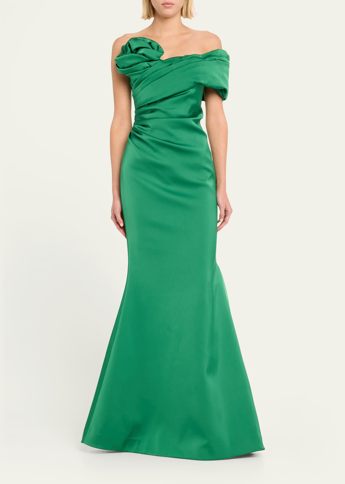 Rachel Gilbert Edan Off-Shoulder Ruched Trumpet Gown - Bergdorf Goodman