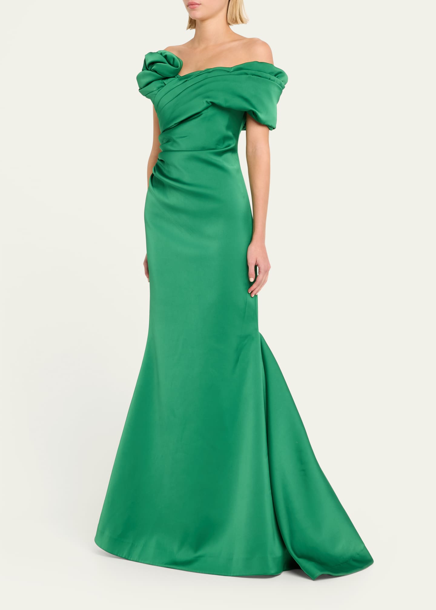 Rachel Gilbert Edan Off-Shoulder Ruched Trumpet Gown - Bergdorf Goodman