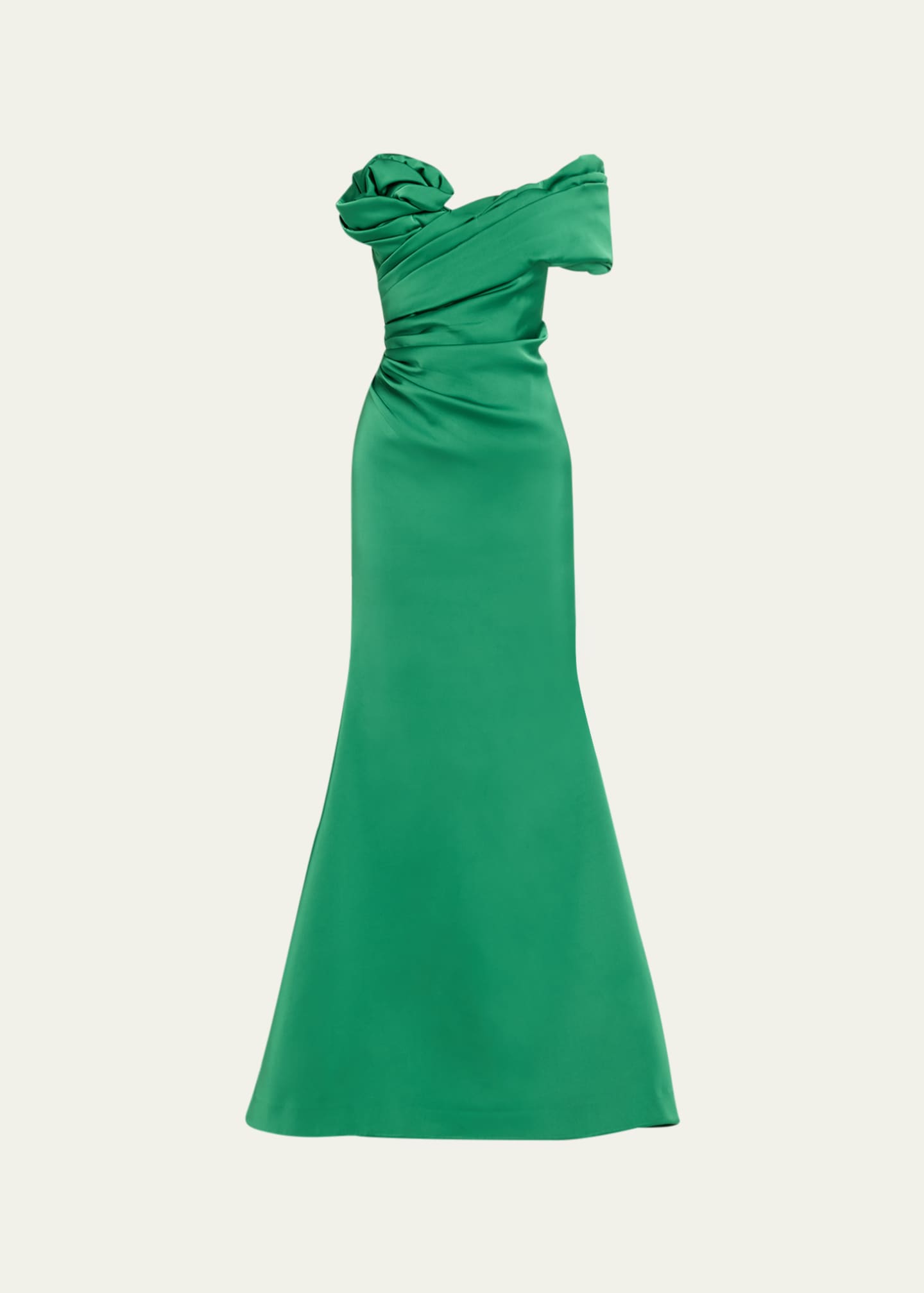 Rachel Gilbert Edan Off-Shoulder Ruched Trumpet Gown - Bergdorf Goodman