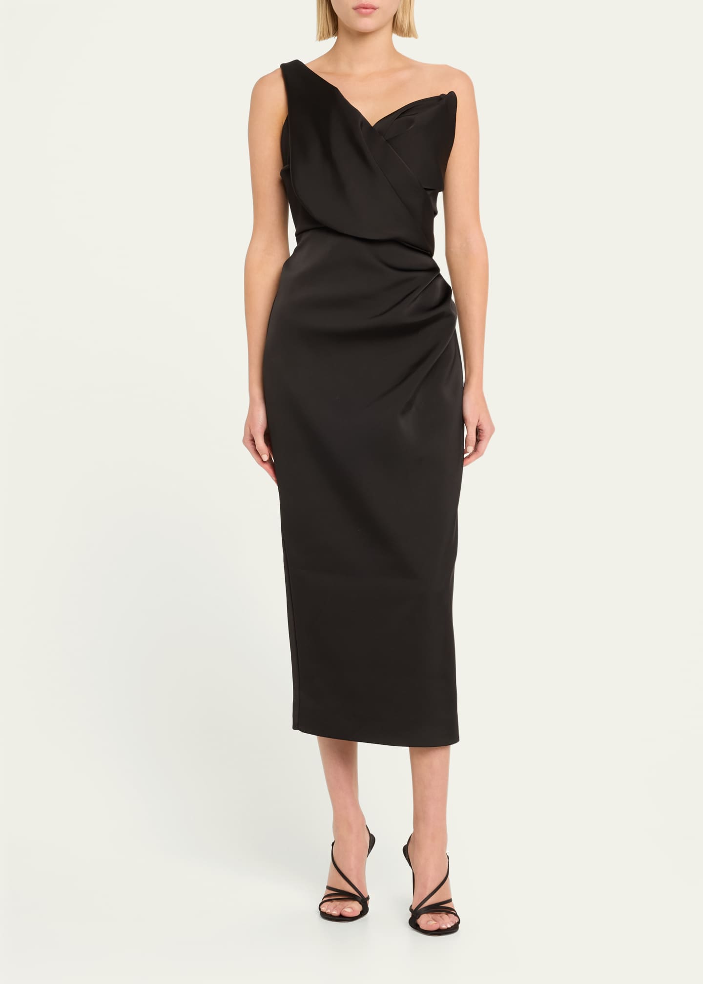 Rachel Gilbert Edan One-Shoulder Ruched Crepe Midi Dress - Bergdorf Goodman
