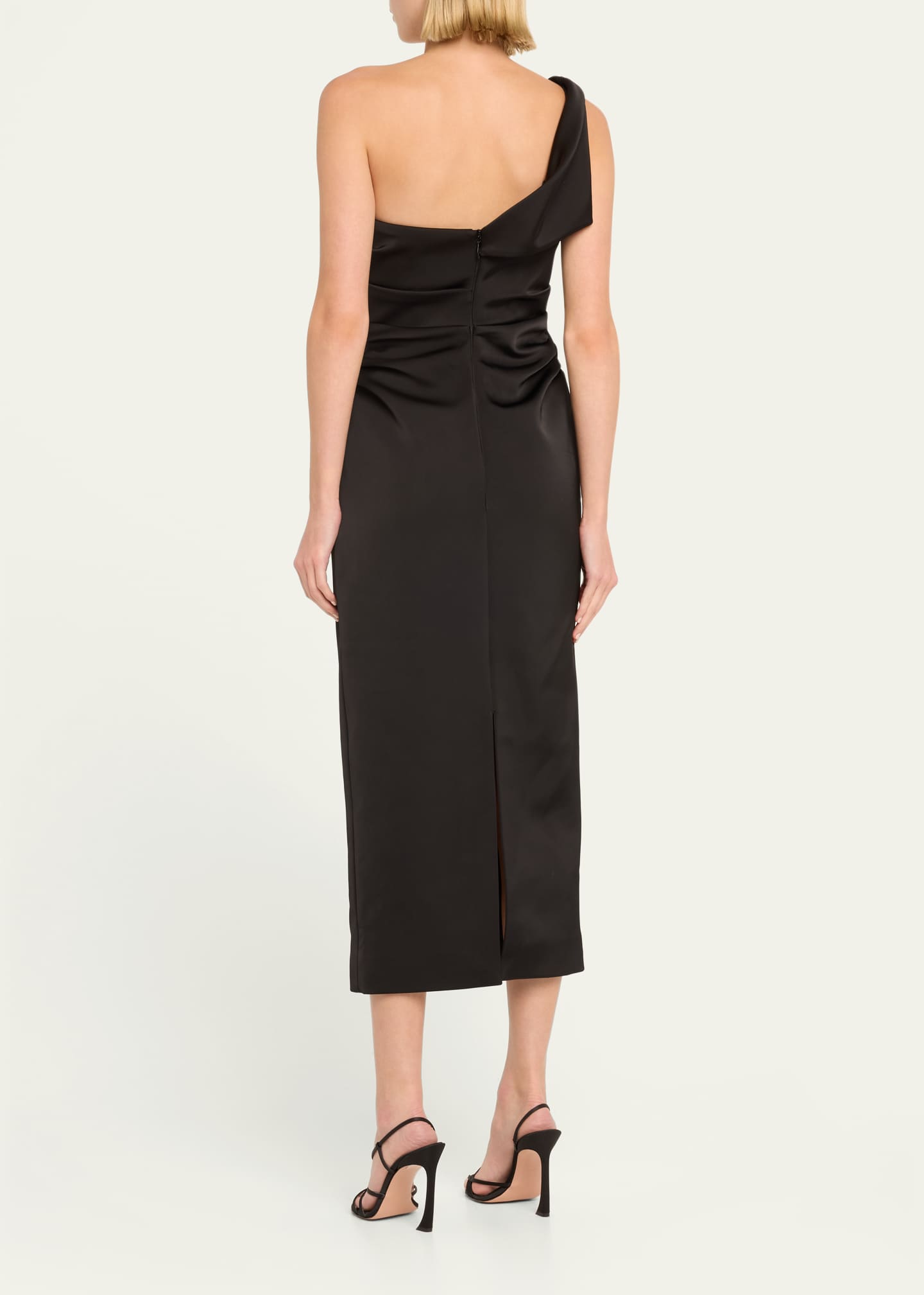Rachel Gilbert Edan One-Shoulder Ruched Crepe Midi Dress - Bergdorf Goodman