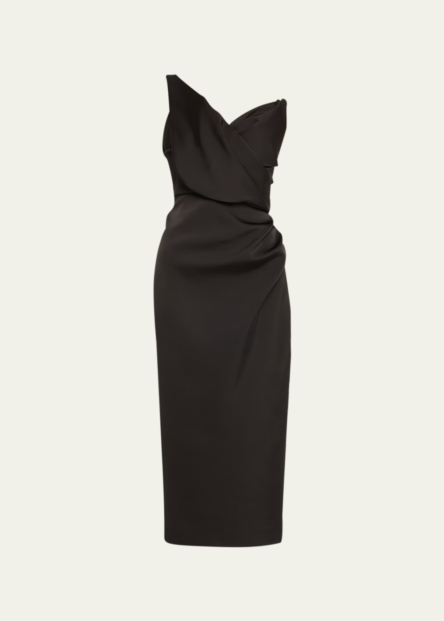 Rachel Gilbert Edan One-Shoulder Ruched Crepe Midi Dress - Bergdorf Goodman
