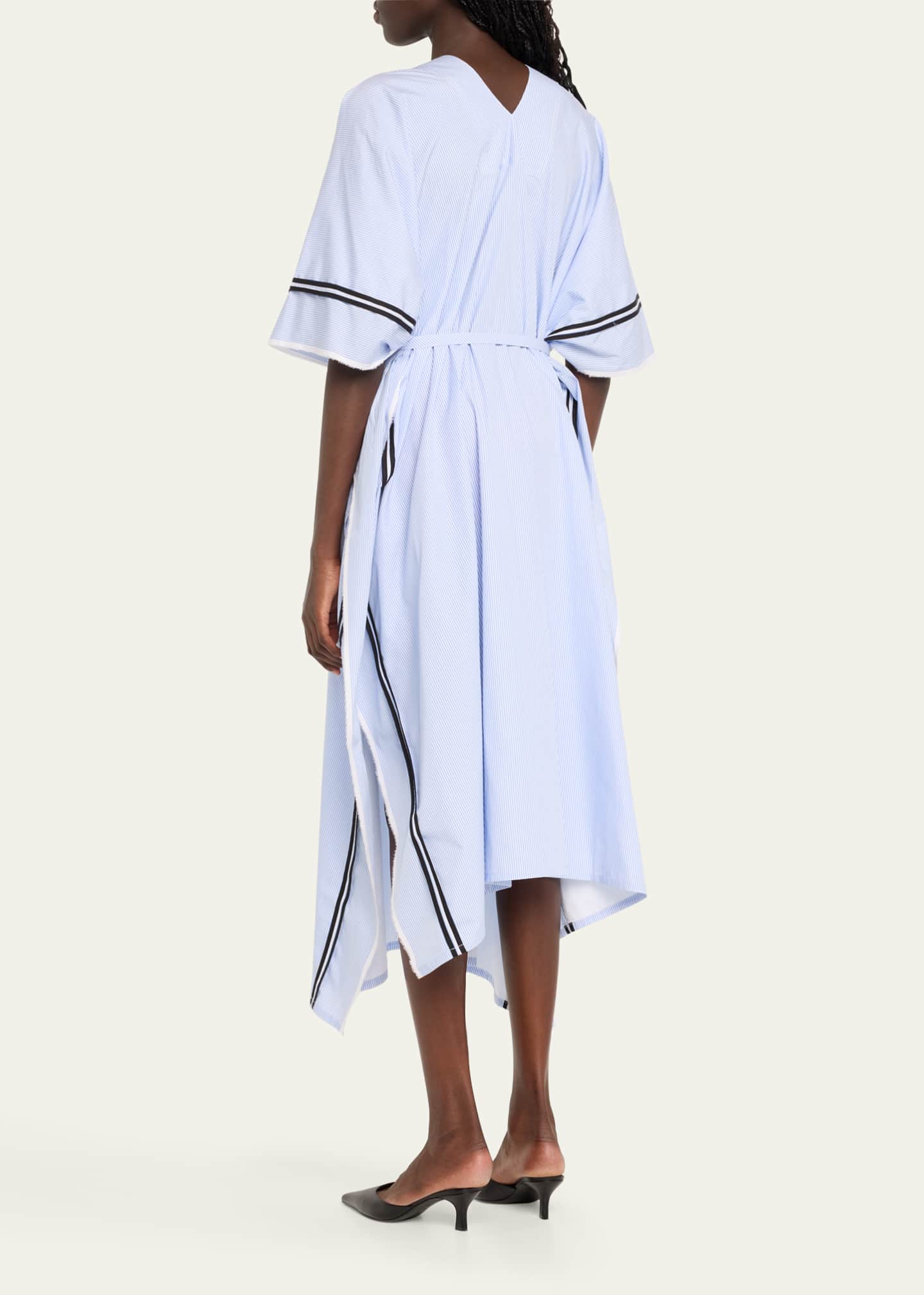 NACKIYE Pasarella Long Stripe Fringe Belted Poncho Dress - Bergdorf Goodman