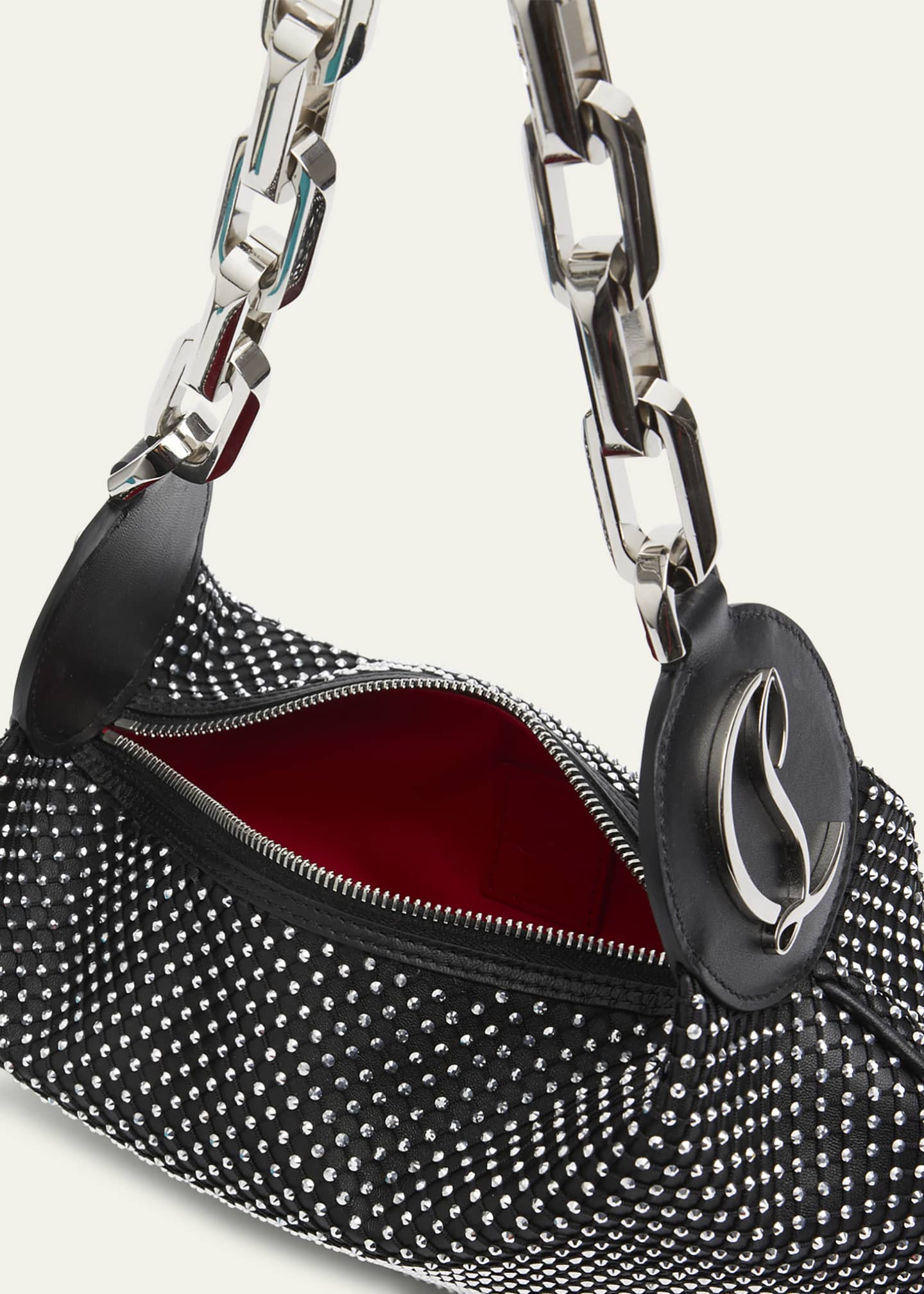 Christian Louboutin Le 54 Chain Shoulder Bag in Strass Netting Nappa ...