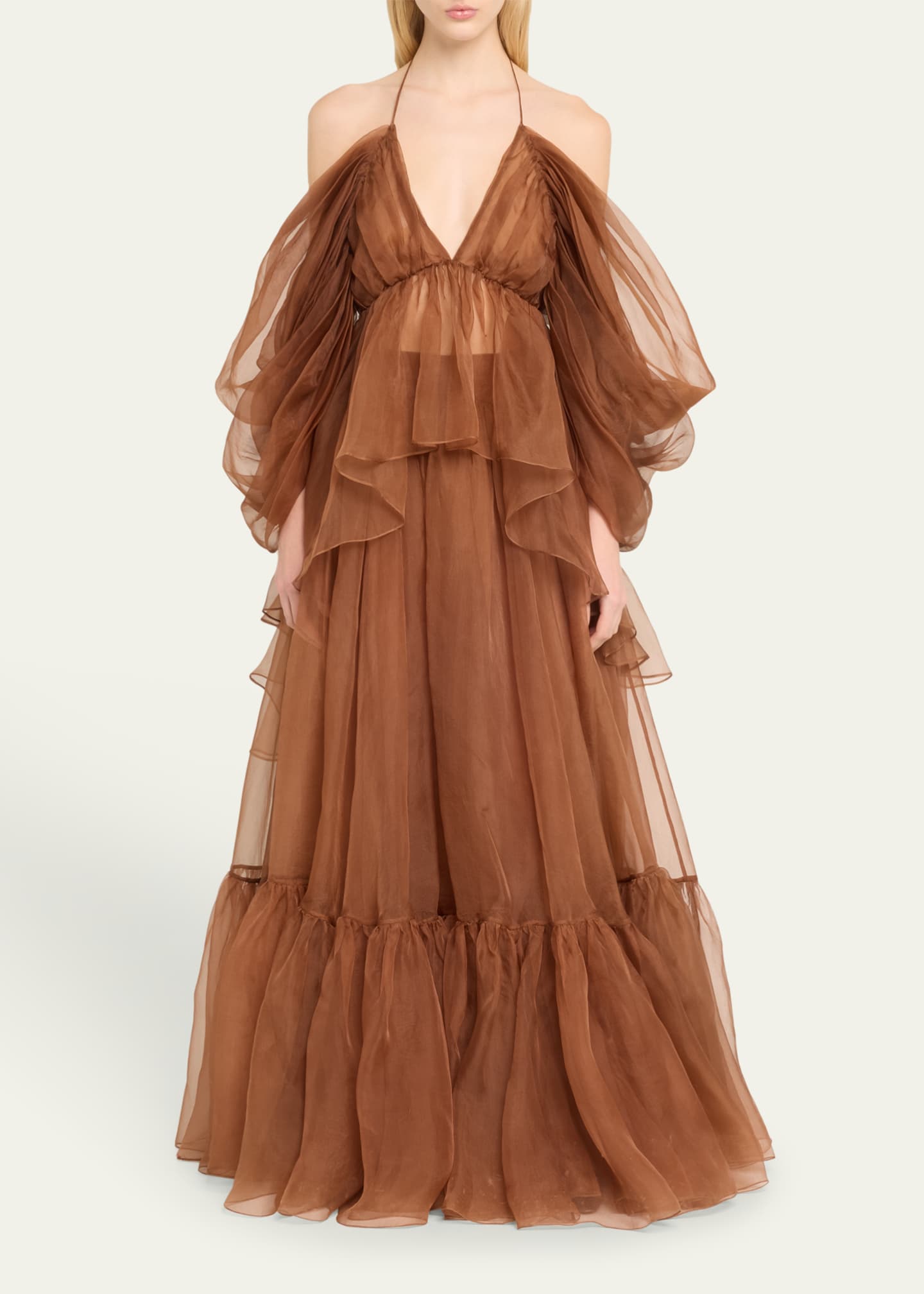 Zimmermann Natura Sheer Gathered Halter Top - Bergdorf Goodman