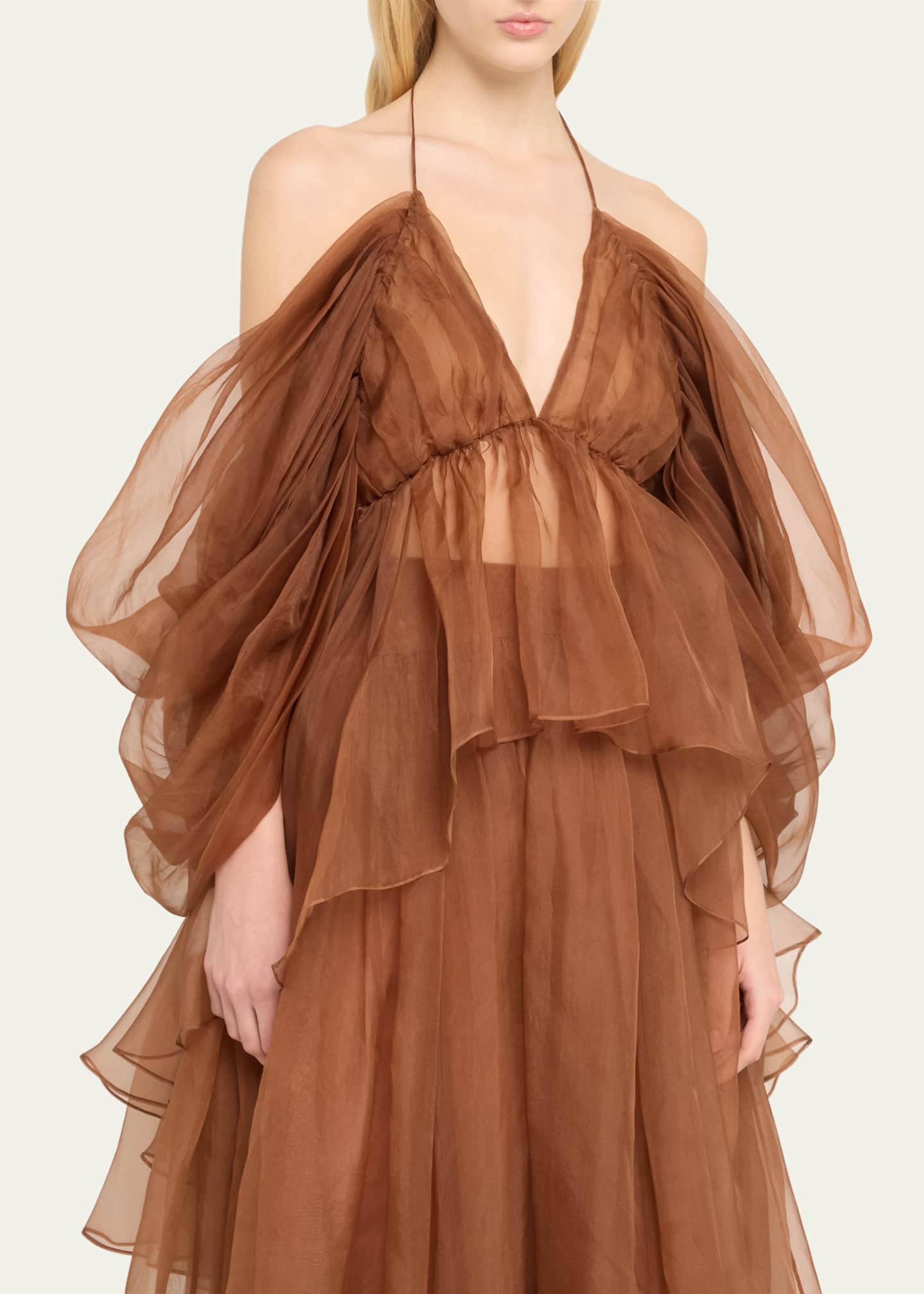 Zimmermann Natura Sheer Gathered Halter Top - Bergdorf Goodman