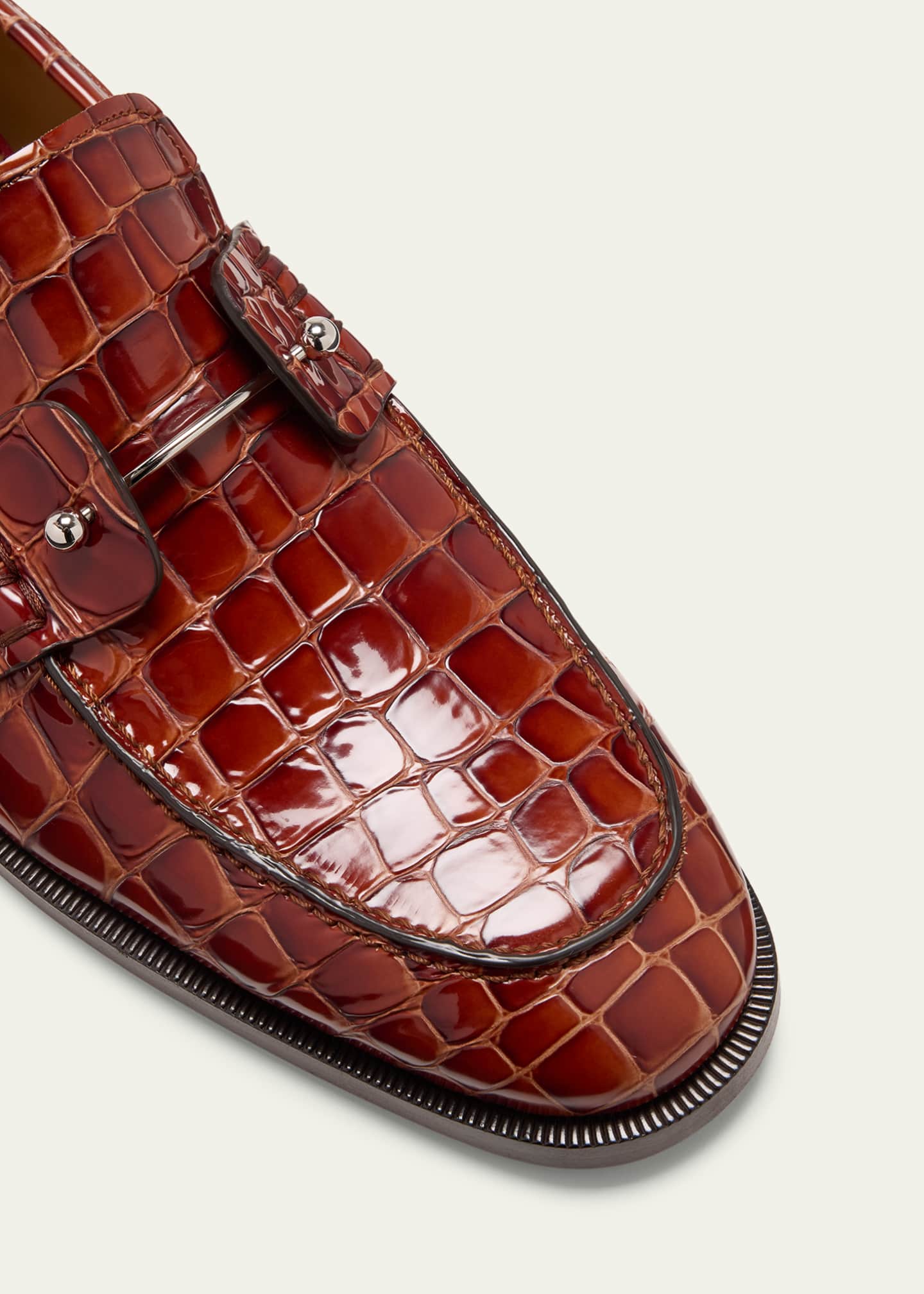 Christian Louboutin Men's Chambelimoc Croc-Embossed Leather Loafers ...