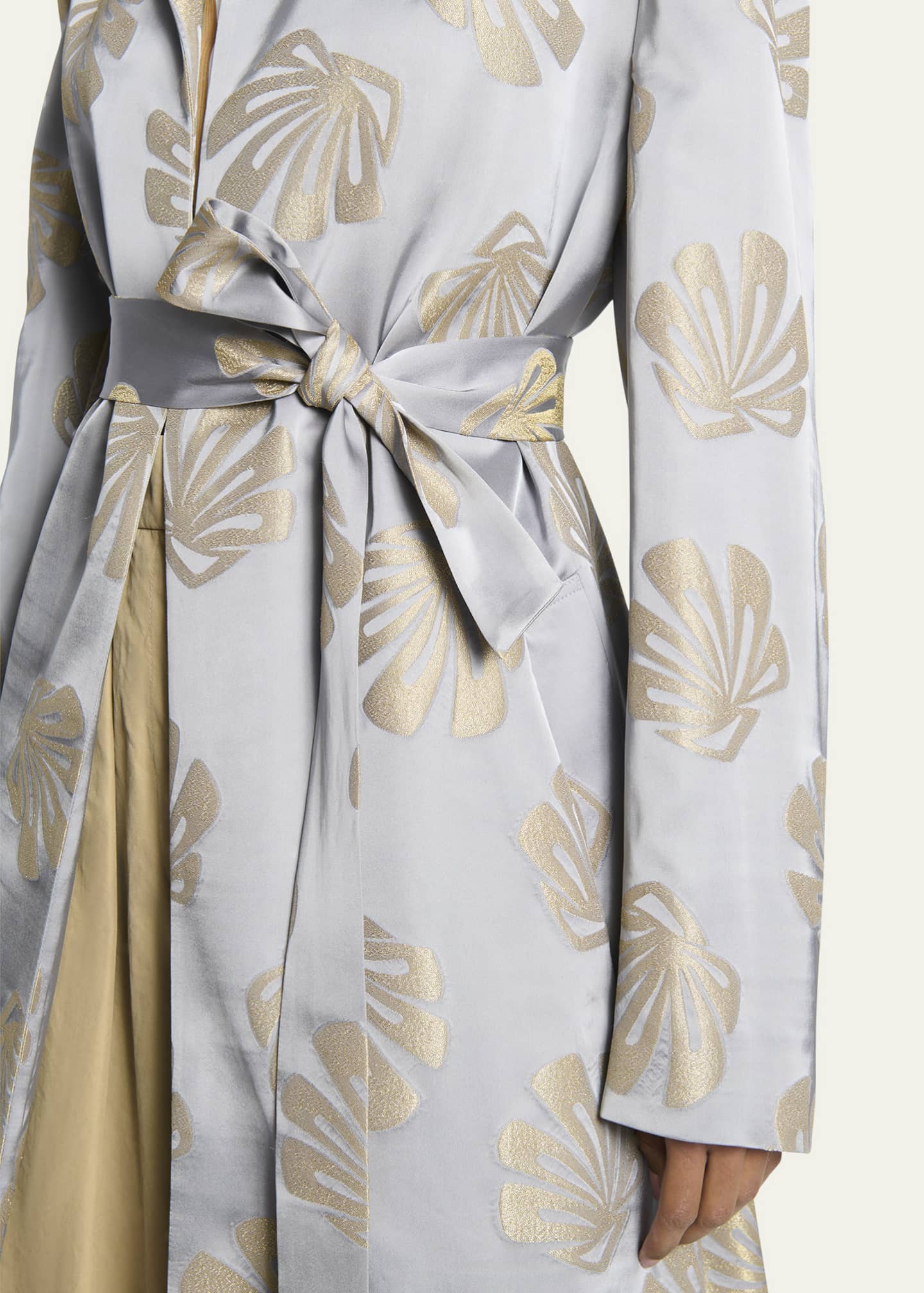 Dries Van Noten Roltas Metallic-Print Belted Coat - Bergdorf Goodman