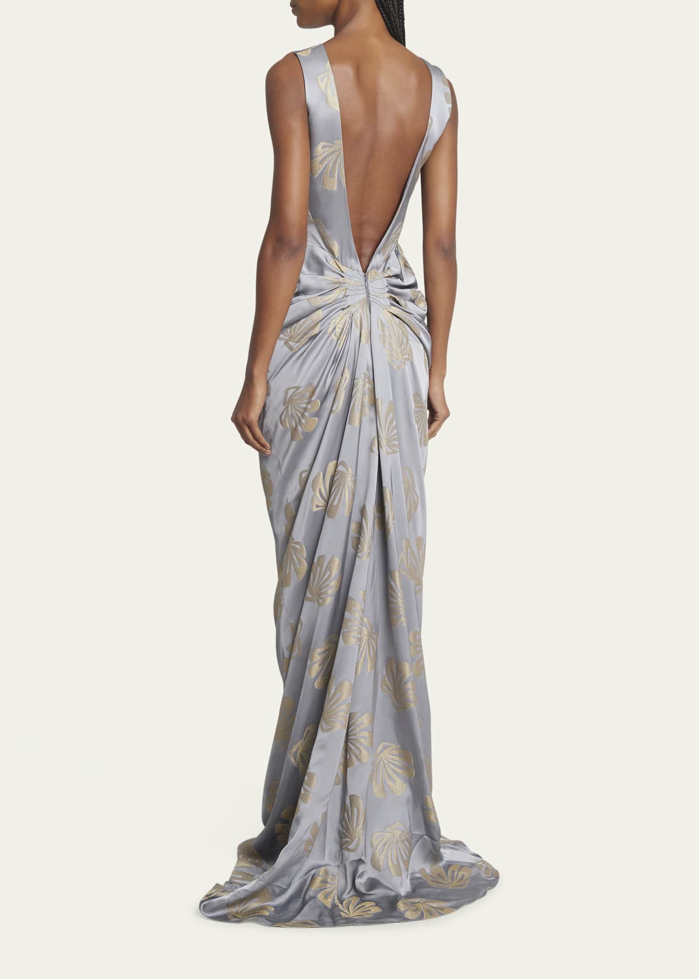 Dries Van Noten Danama Sleeveless V'd Back Embroidered Gown - Bergdorf ...