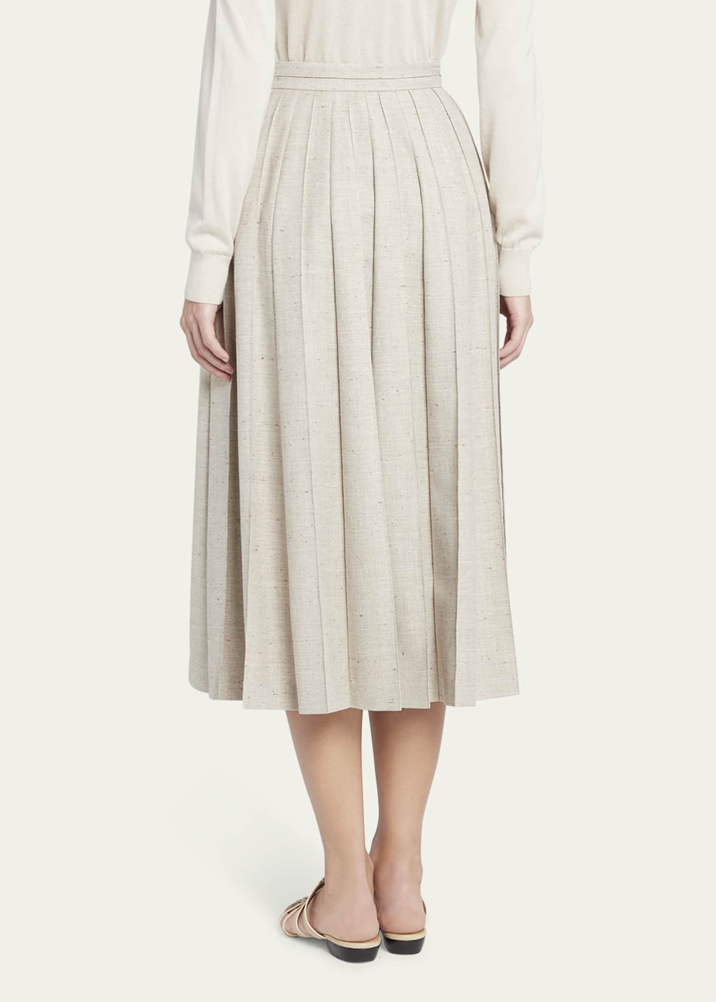 Loro Piana Fumiko Pleated Midi Wool Linen Skirt - Bergdorf Goodman