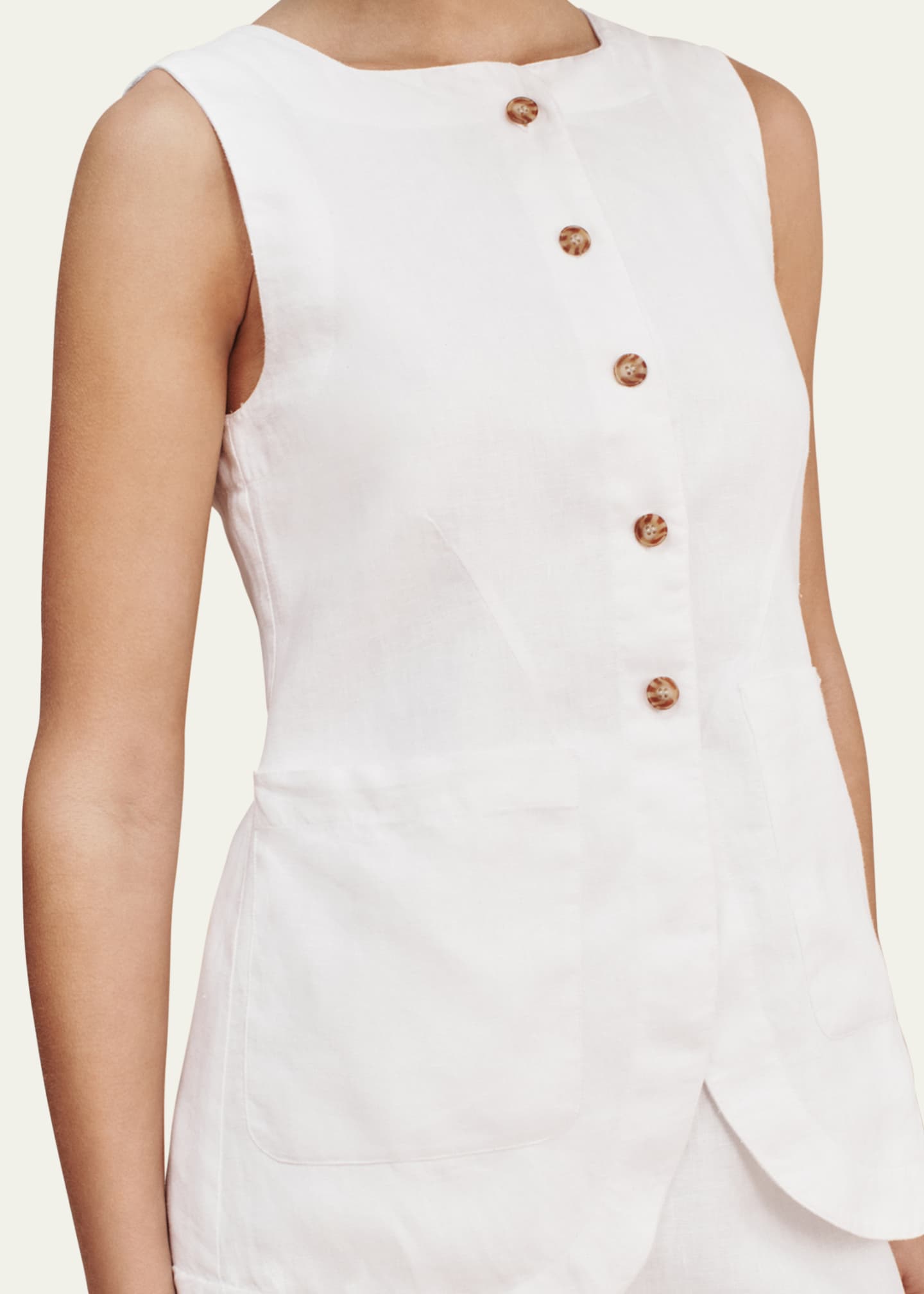 Posse Emma High-Neck Linen Cutaway Vest - Bergdorf Goodman