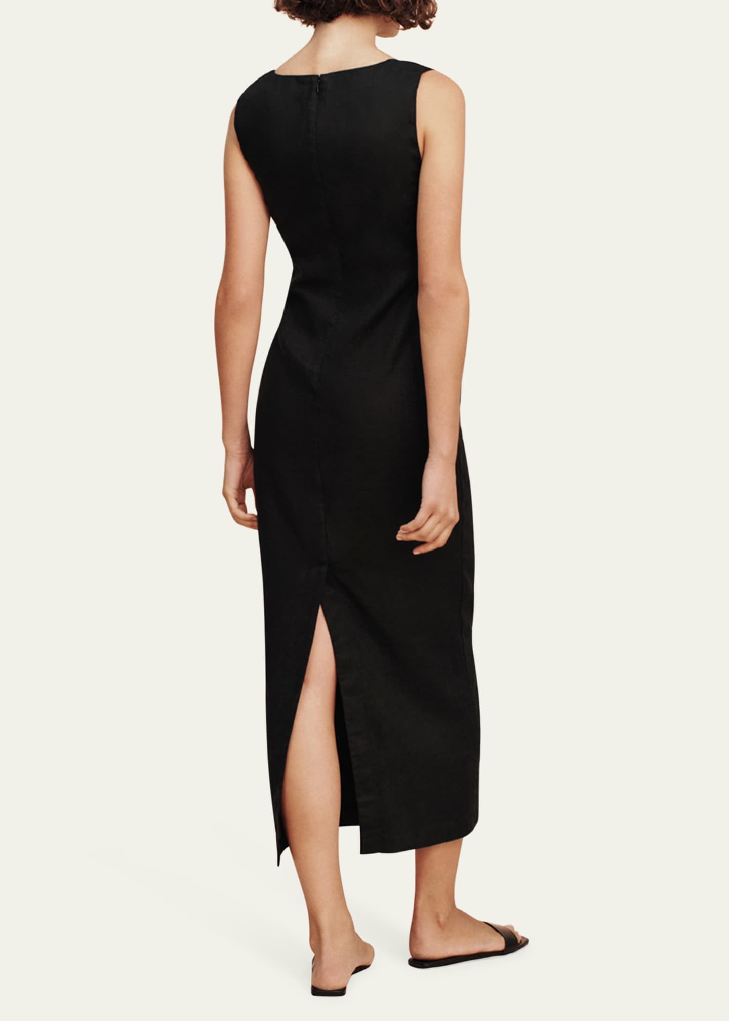 Posse Alice Sleeveless Square-Neck Linen Midi Dress - Bergdorf Goodman