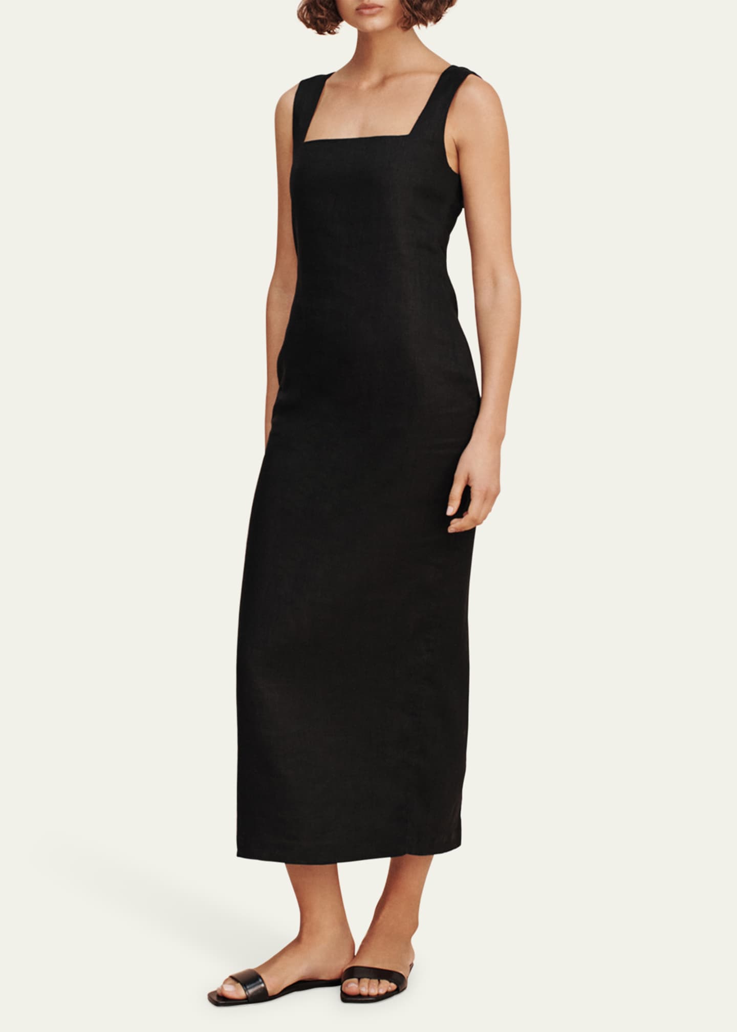Posse Alice Sleeveless Square-Neck Linen Midi Dress - Bergdorf Goodman