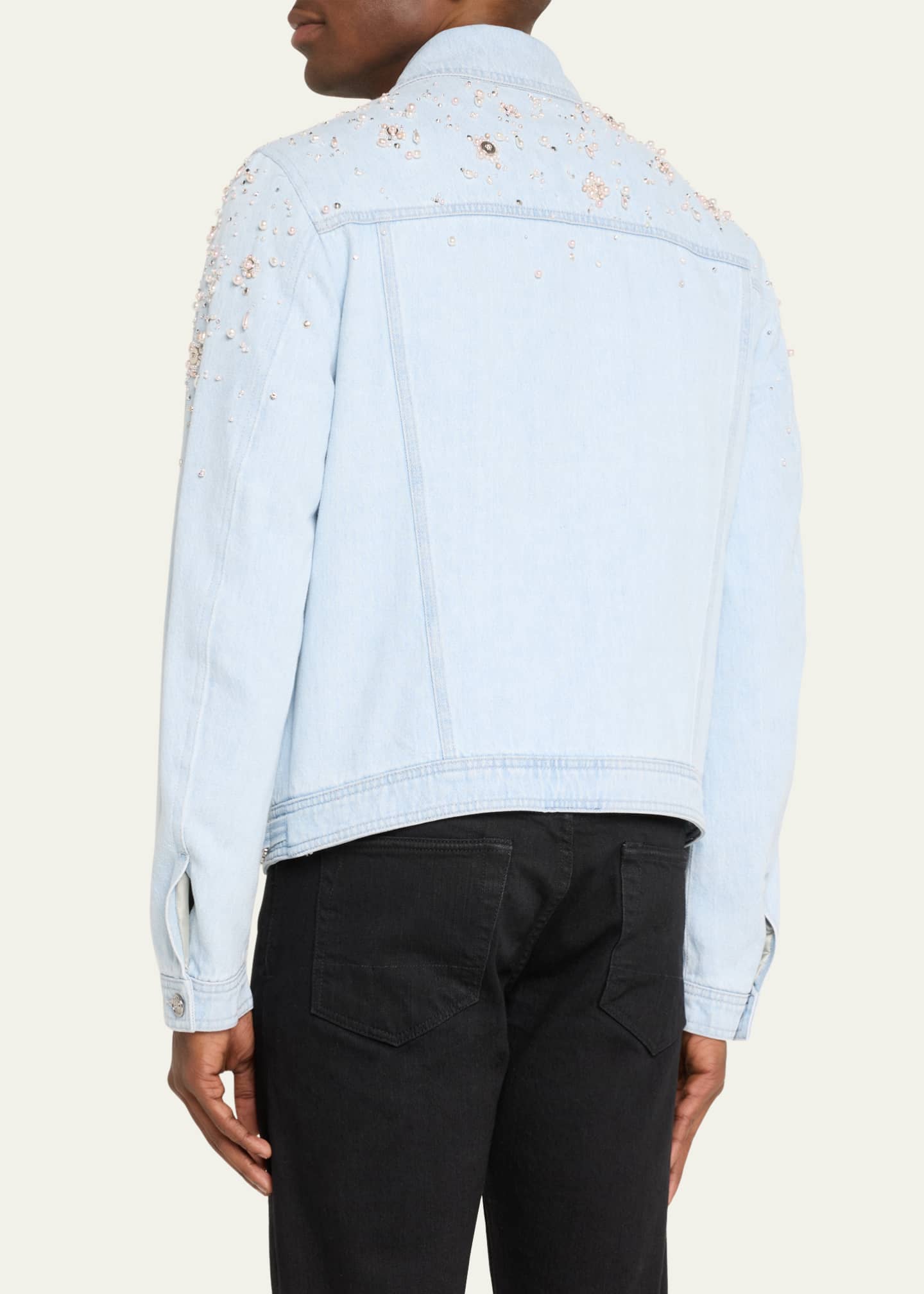 Versace Men's Pearly Embellished Denim Jacket - Bergdorf Goodman