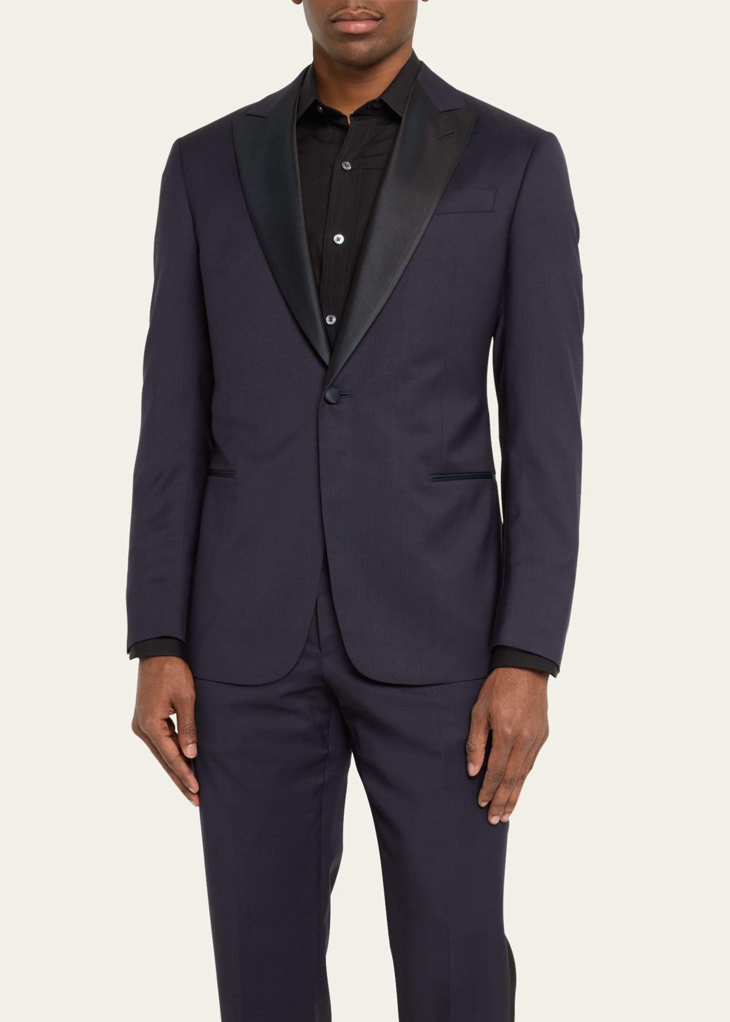 Giorgio Armani Men's Silk-Lapel Micro-Pattern Suit - Bergdorf Goodman