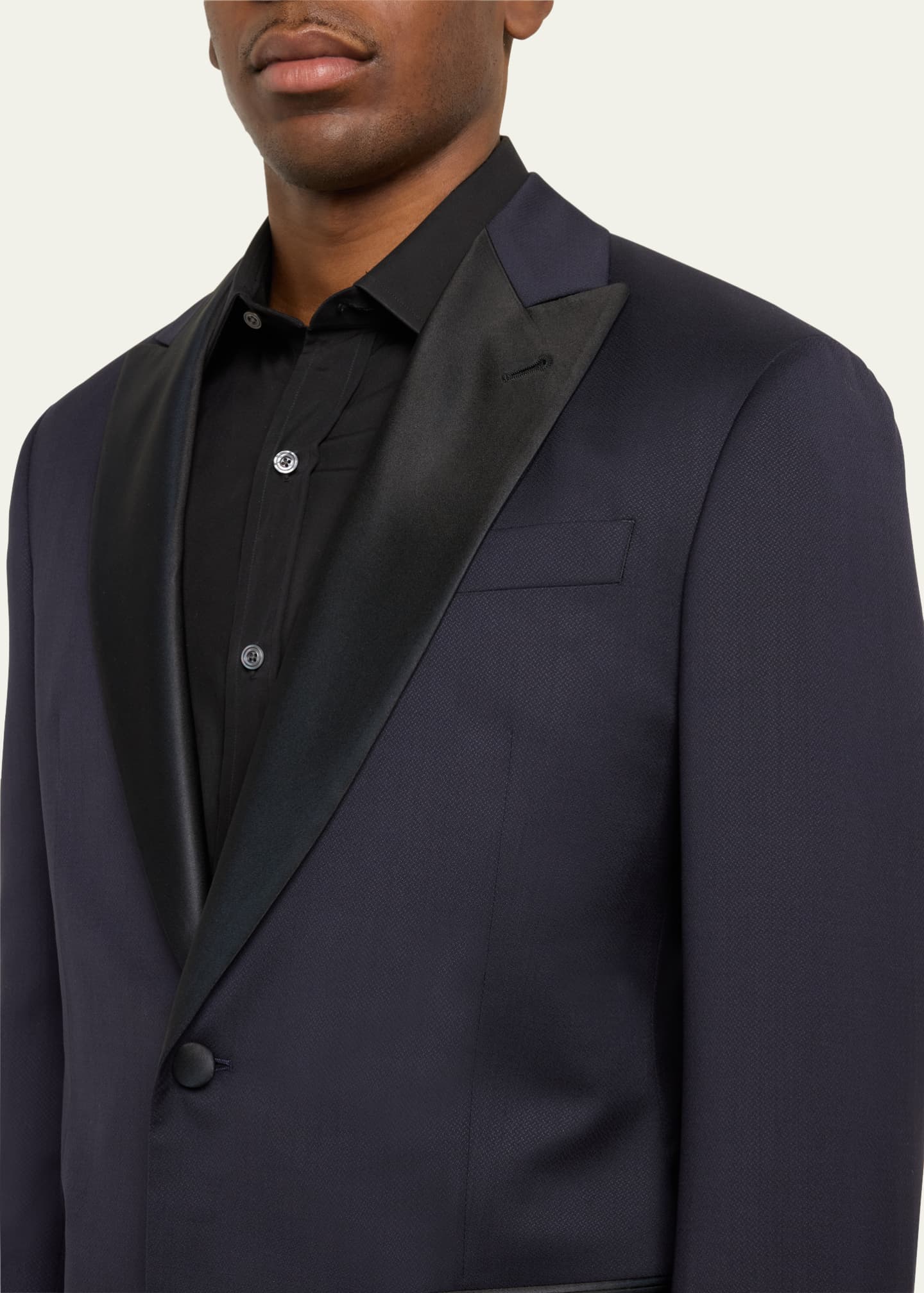 Giorgio Armani Men's Silk-Lapel Micro-Pattern Suit - Bergdorf Goodman