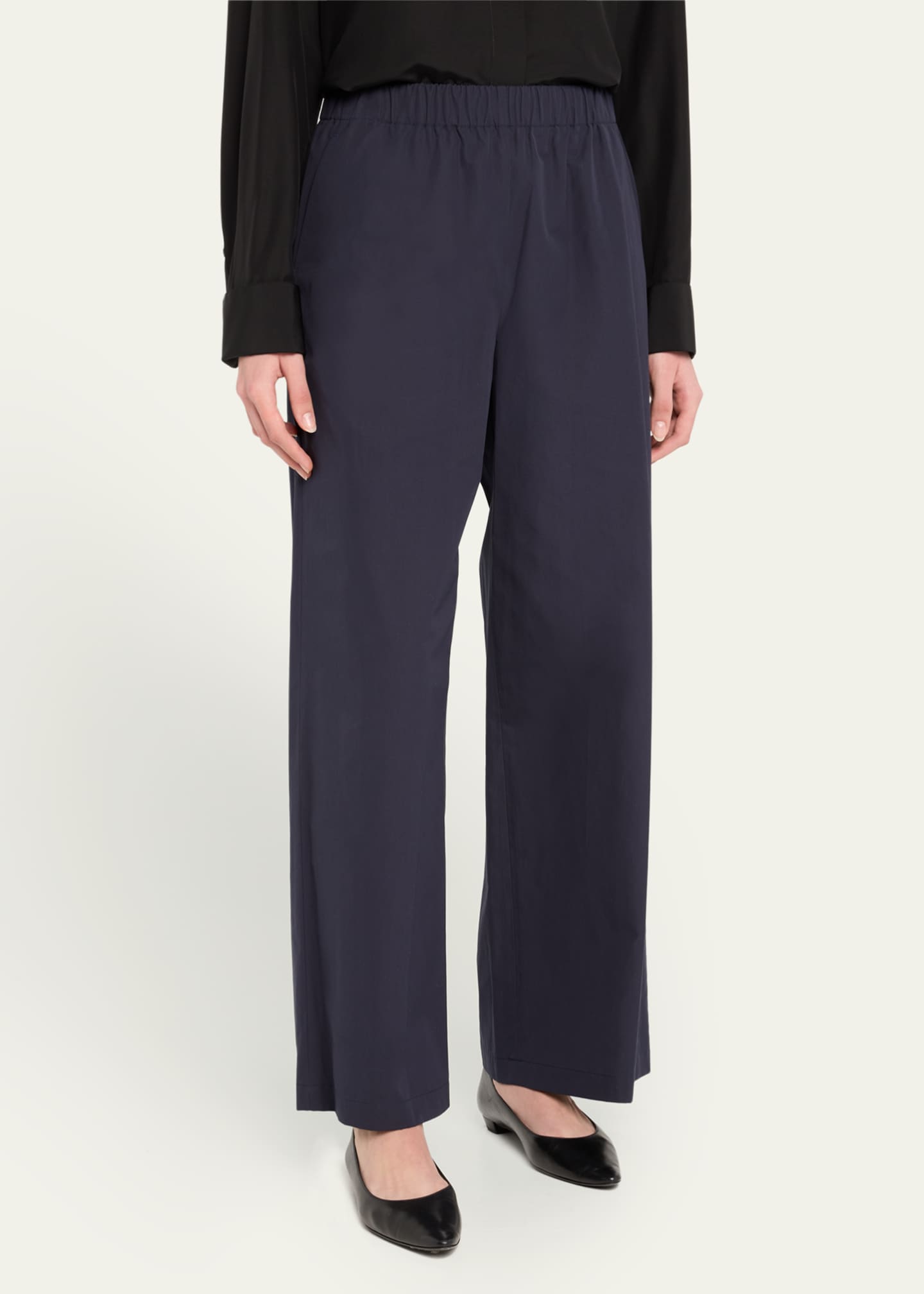 Lafayette 148 New York Riverside Wide-Leg Organic Cotton Poplin Pants ...