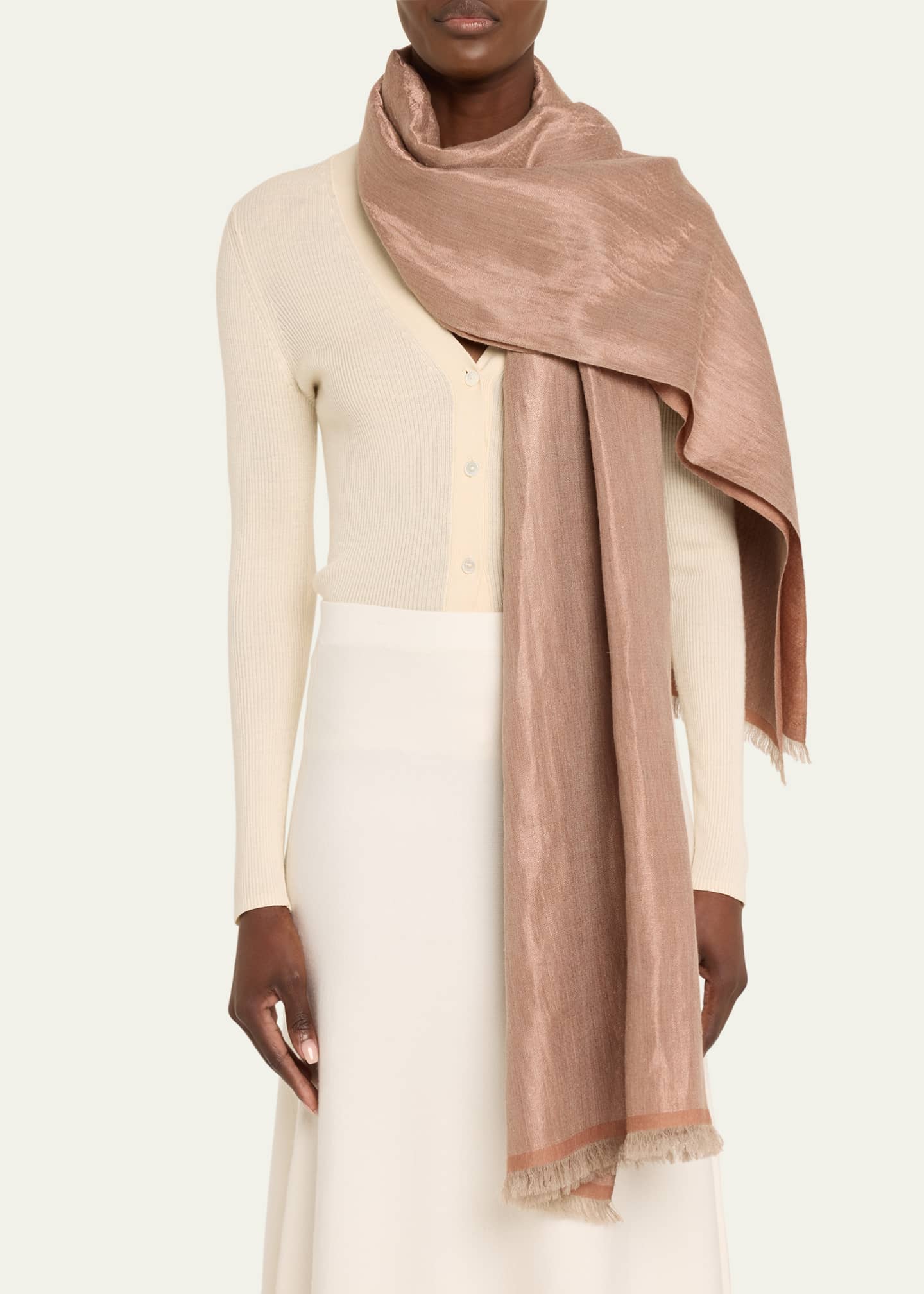 Kashmir Loom Dorukha Metallic Cashmere Wrap - Bergdorf Goodman