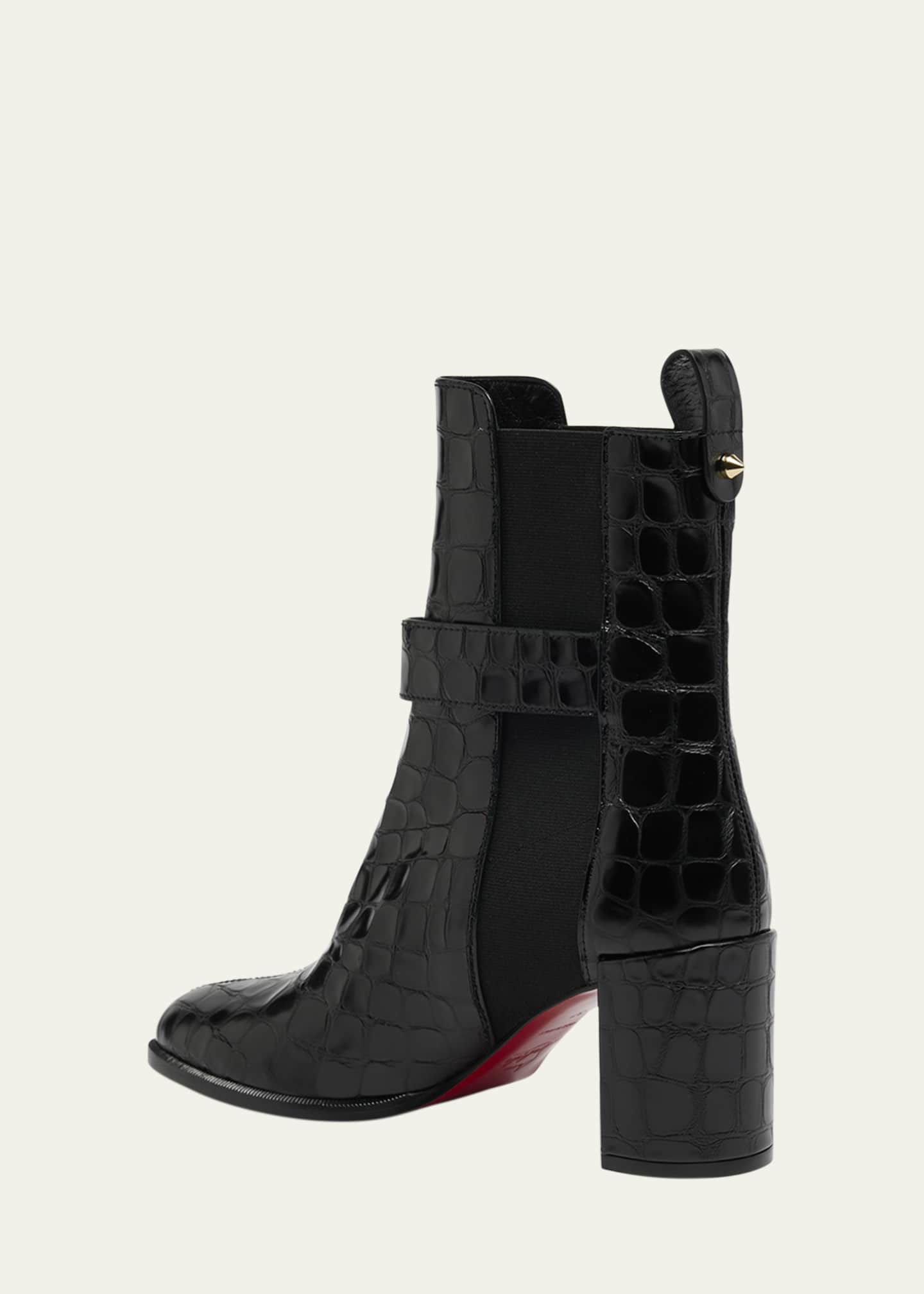 Christian Louboutin Croco Chelsea Red Sole Booties - Bergdorf Goodman