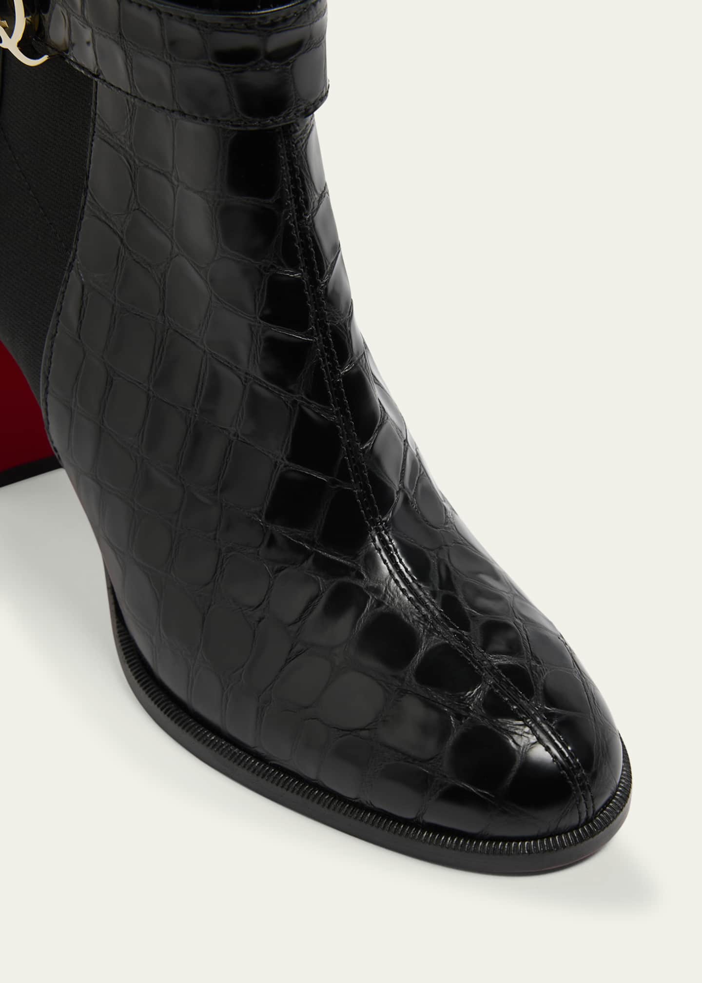 Christian Louboutin Croco Chelsea Red Sole Booties - Bergdorf Goodman