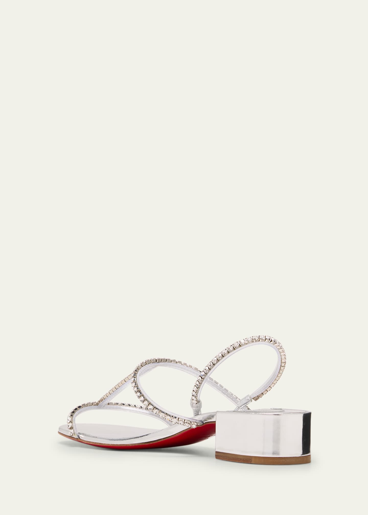 Christian Louboutin Simple Queenie Crystal T-Strap Red Sole Sandals ...