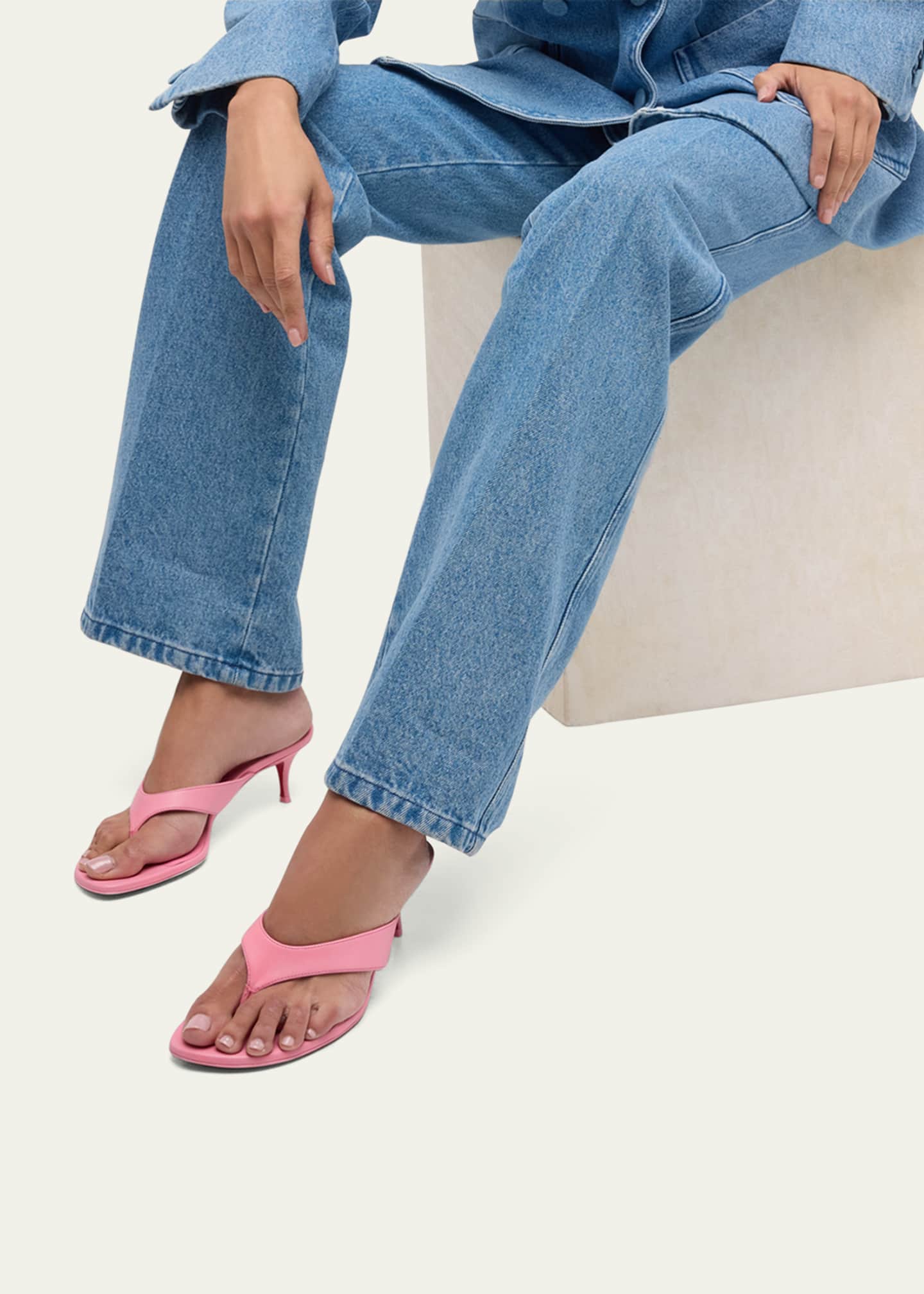 Christian Louboutin Leather Thong Red Sole Slide Sandals - Bergdorf Goodman