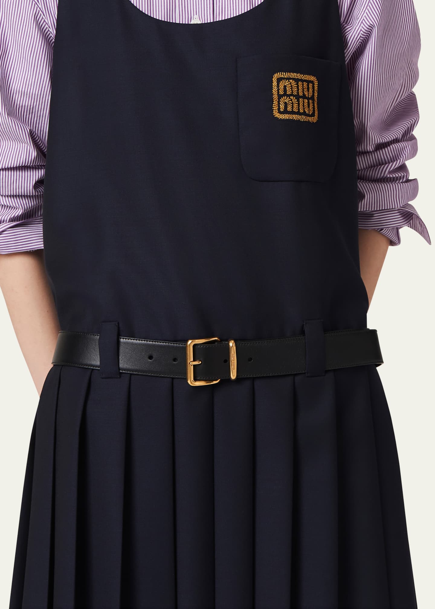 Miu Miu Batavia Pleated Mini Dress - Bergdorf Goodman