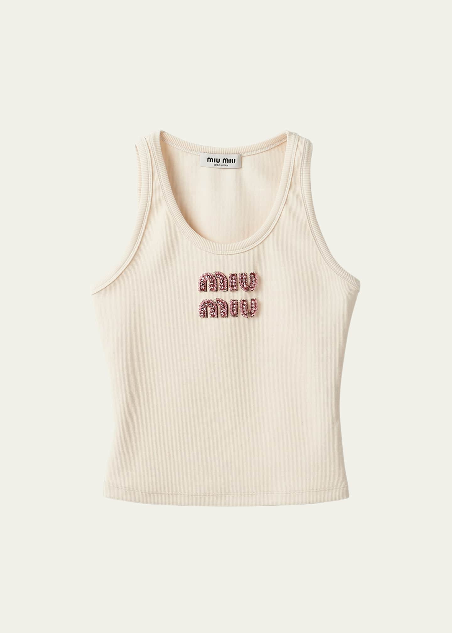 Miu Miu Logo Slim Tank Top - Bergdorf Goodman