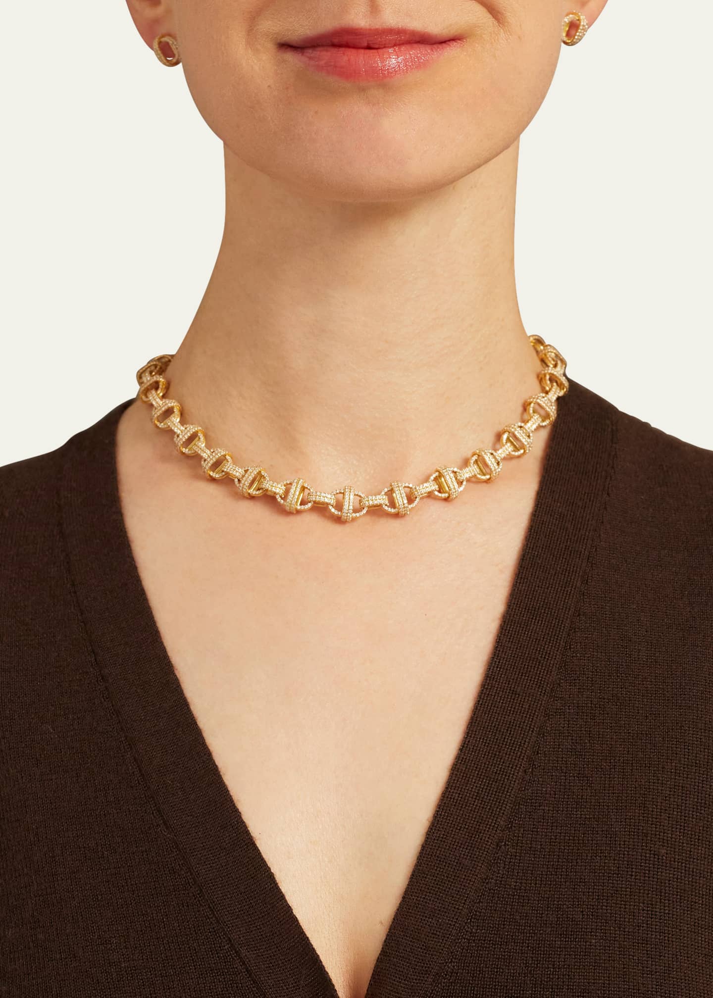 Sherman Field, 1967 18K Yellow Gold Diamond Oval Chain Necklace, Large ...