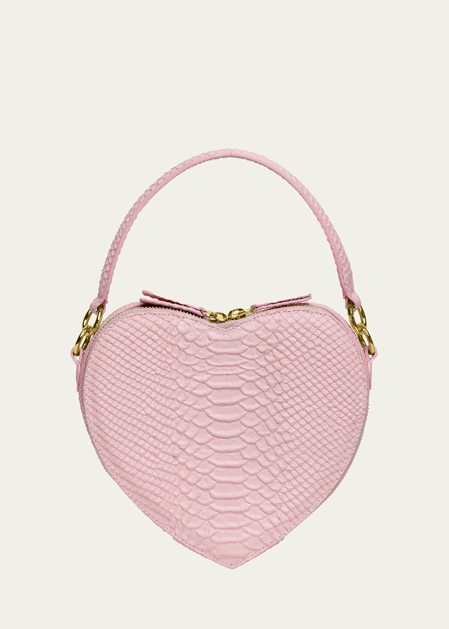 Liselle Kiss Harley Heart Python-Embossed Top-Handle Bag - Bergdorf Goodman
