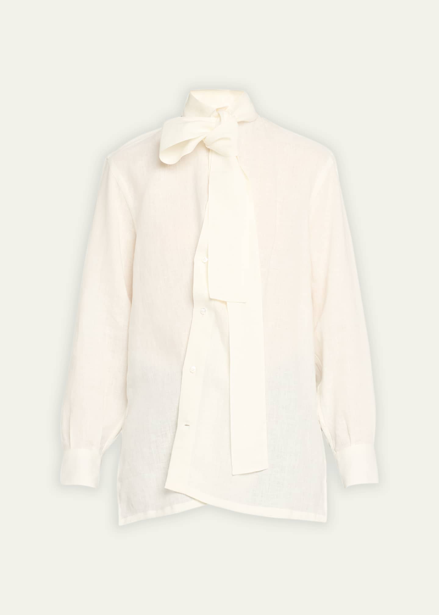 SETCHU Kimono Neck-Tie Linen Shirt - Bergdorf Goodman