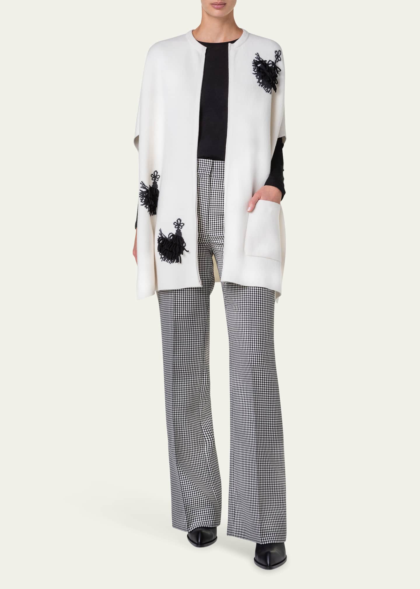 Akris Tassel Cashmere Double-Face Zip Front Cape - Bergdorf Goodman