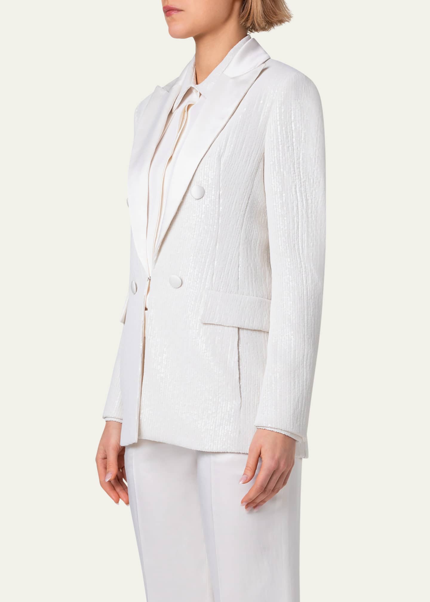 Akris Lucia Silk Chiffon Sequin Tuxedo Jacket - Bergdorf Goodman