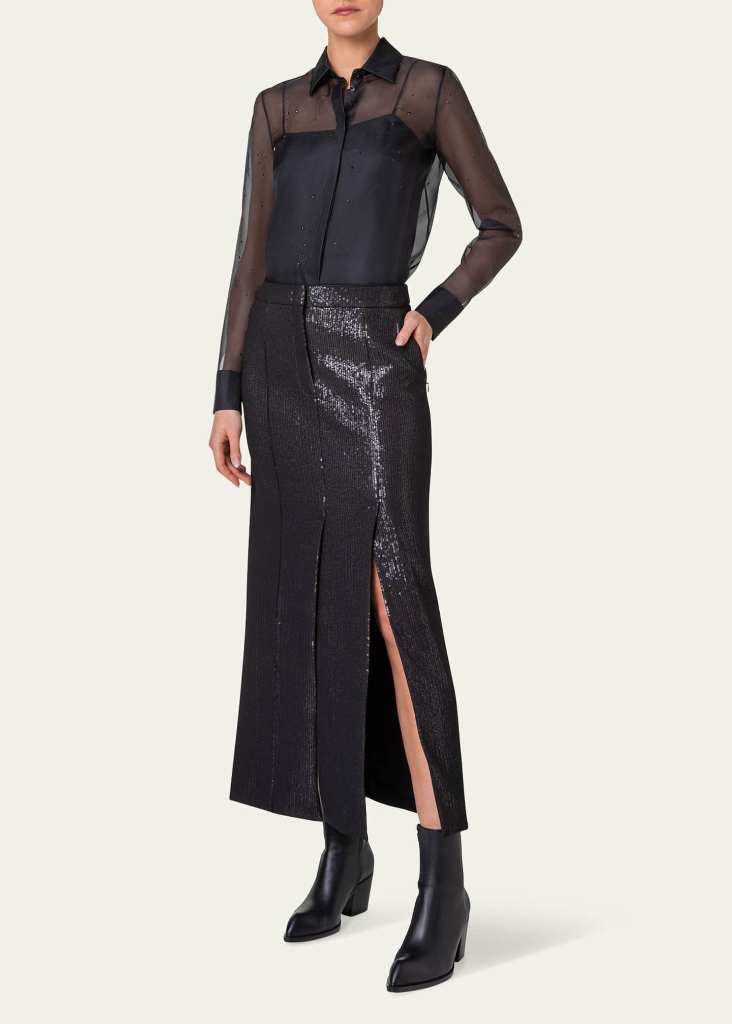 Akris Silk Organza Tunic Blouse with Swarovski Stars Embellishment ...