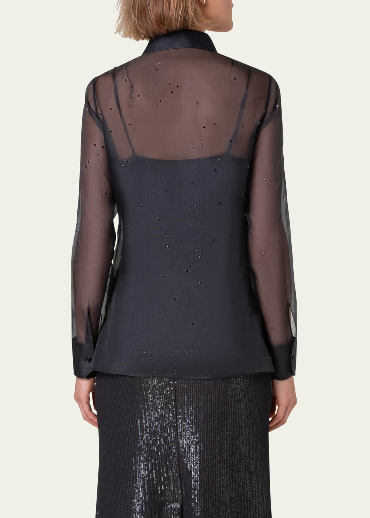 Akris Silk Organza Tunic Blouse with Swarovski Stars Embellishment ...