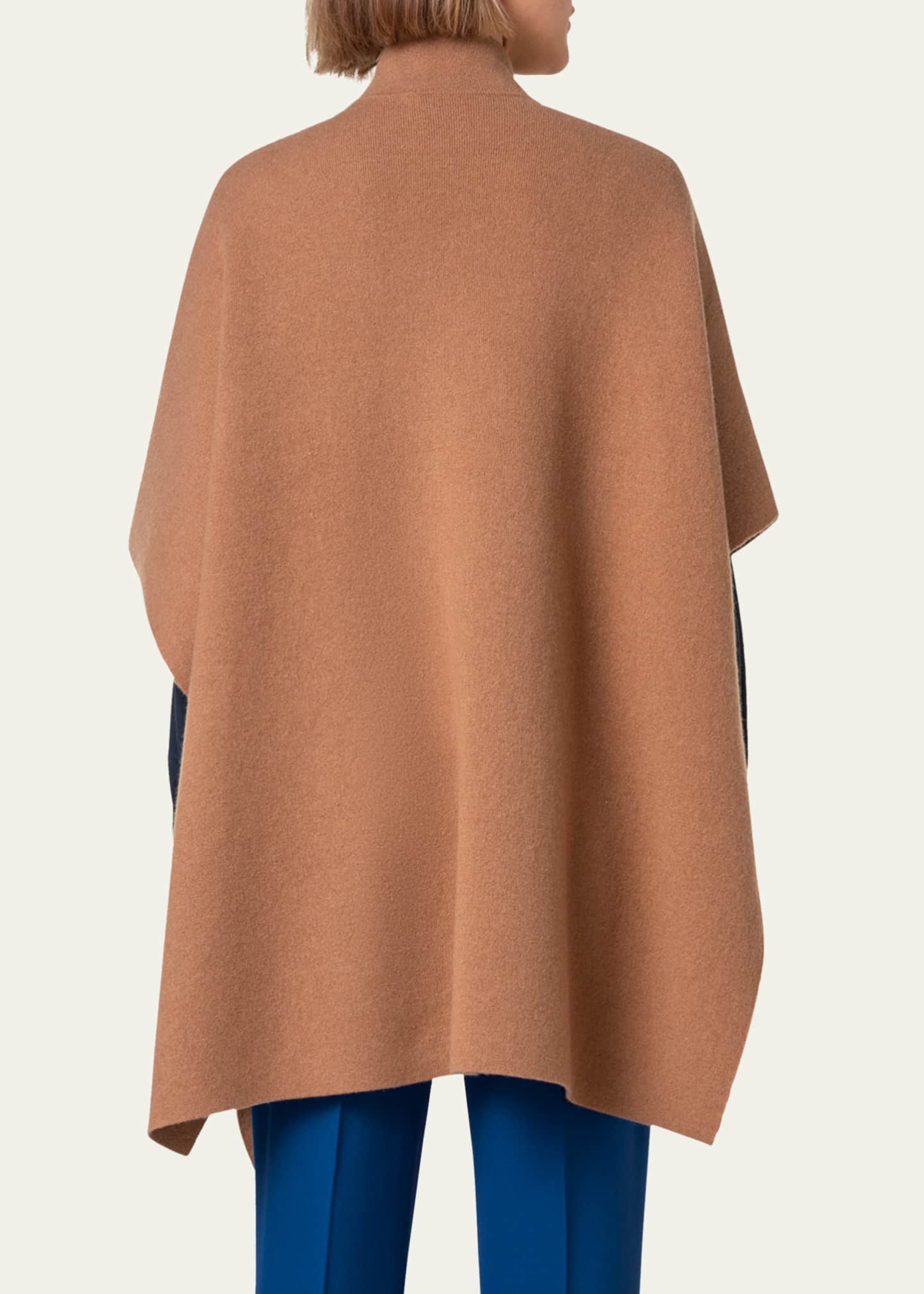 Akris Reversible Rooster Intarsia Cashmere Double-Face Knit Cape ...
