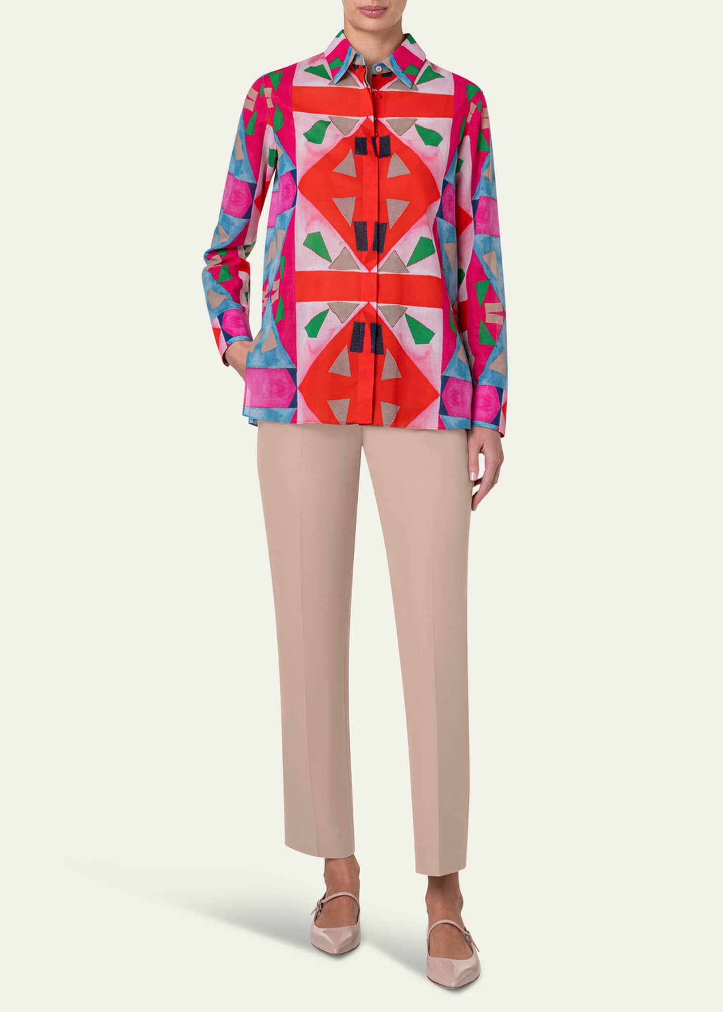 Akris Spectra Print Cotton Voile Tunic Blouse - Bergdorf Goodman