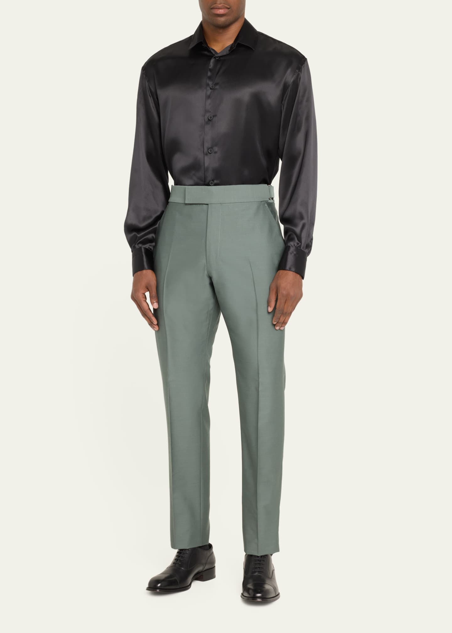 TOM FORD Men's Mikado Flat-Front Trousers - Bergdorf Goodman