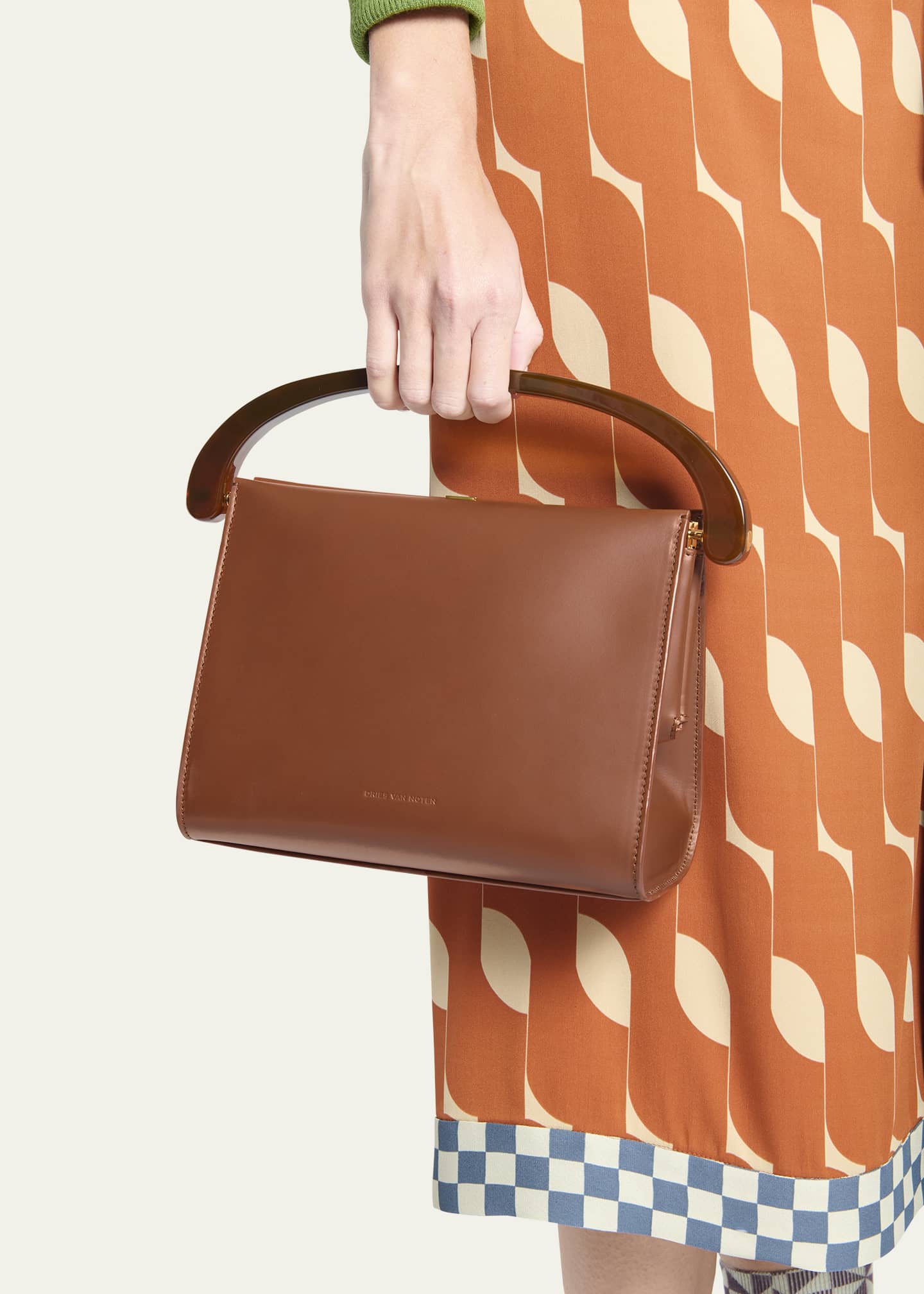 Dries Van Noten Crisp Leather Top-Handle Bag - Bergdorf Goodman