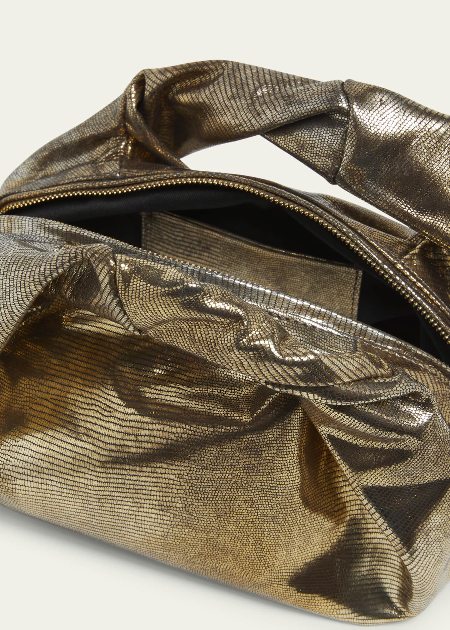 Dries Van Noten Twist Metallic Lizard-Embossed Top-Handle Bag ...