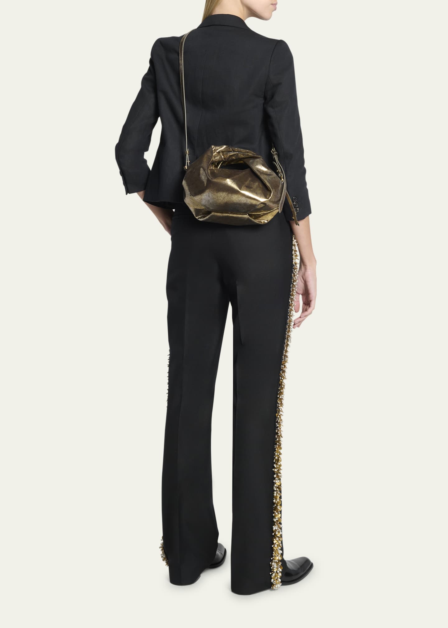 Dries Van Noten Twist Metallic Lizard-Embossed Top-Handle Bag ...