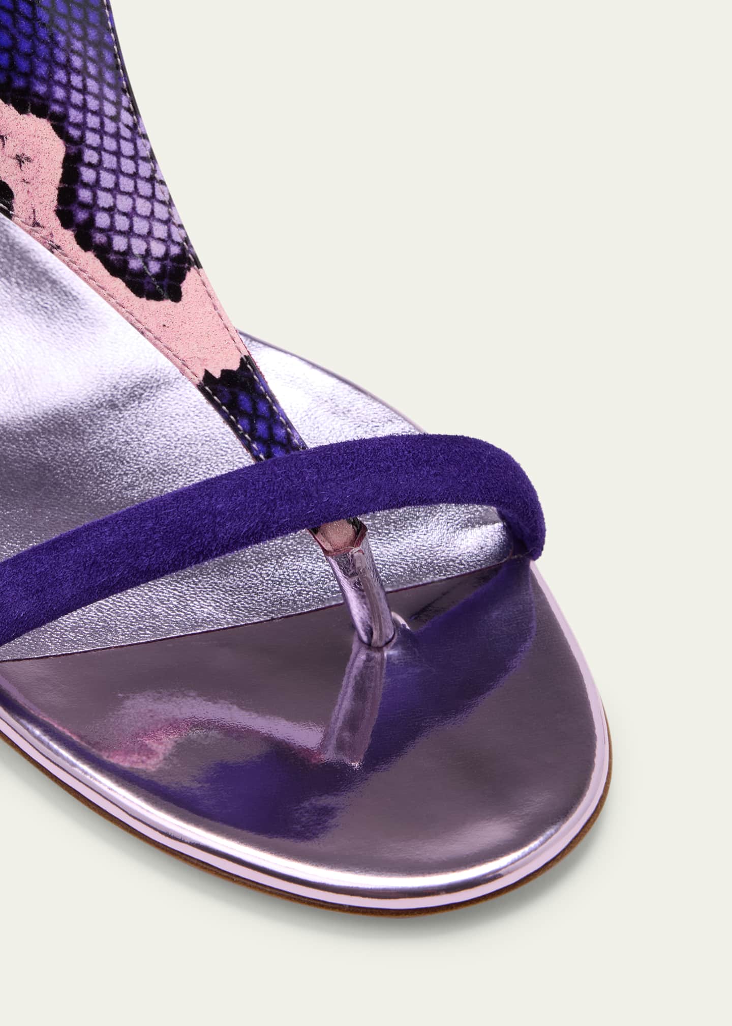 Christian Louboutin Athinita Mixed Leather T-Strap Red Sole Sandals ...