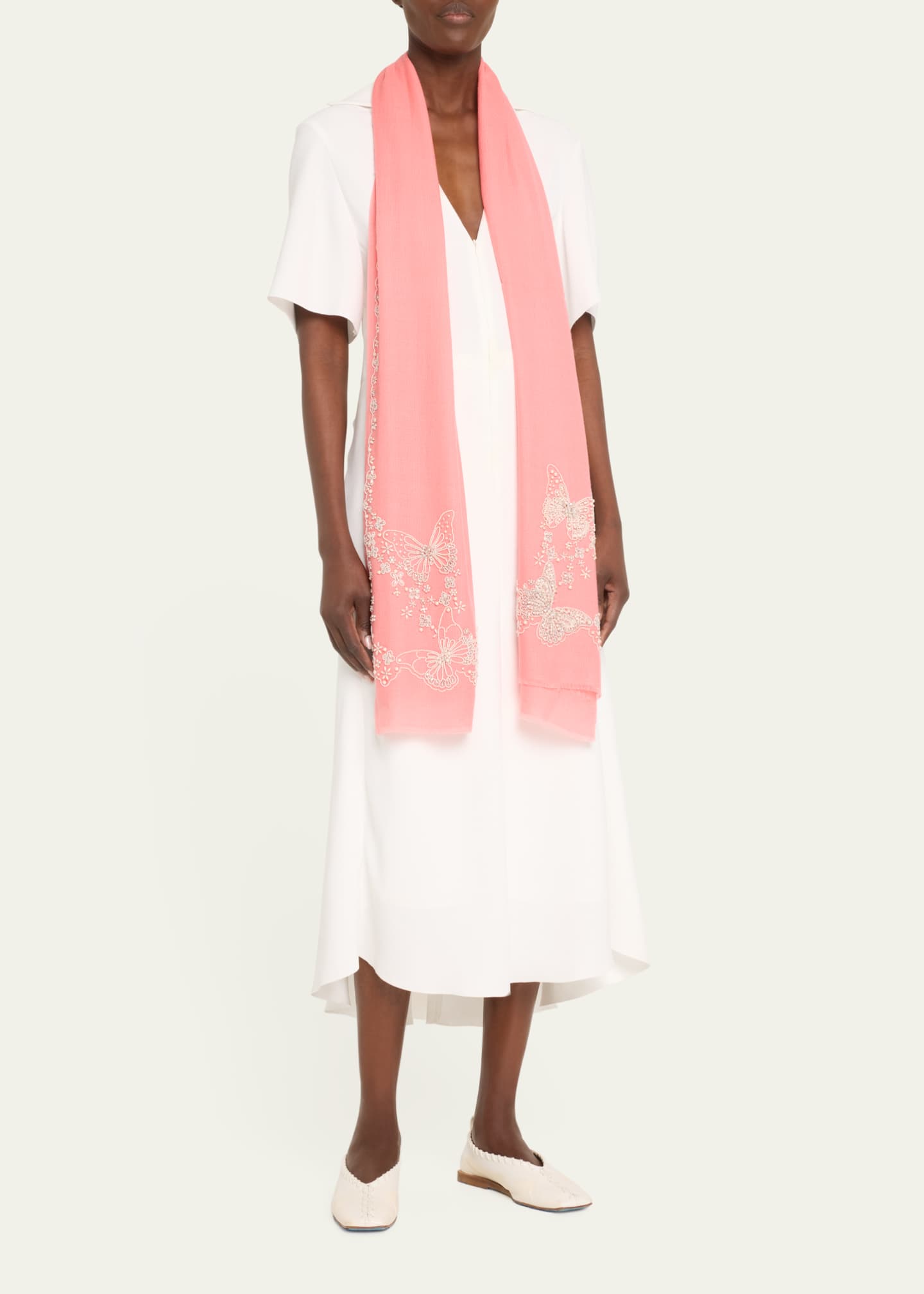 Janavi India Pearly Butterfly Merino Wool Scarf - Bergdorf Goodman
