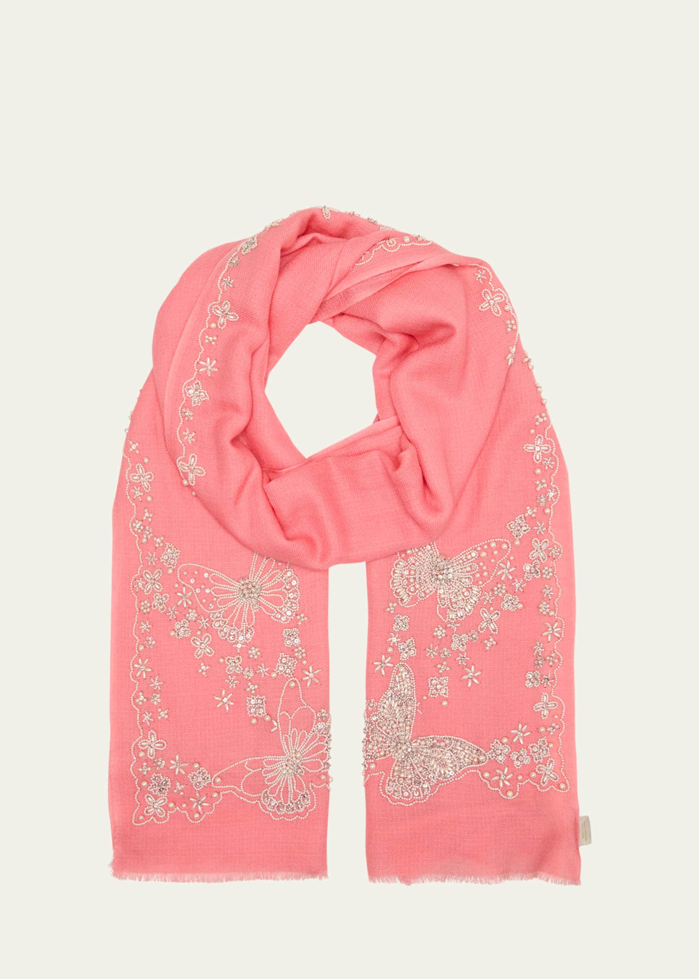 Janavi India Pearly Butterfly Merino Wool Scarf - Bergdorf Goodman