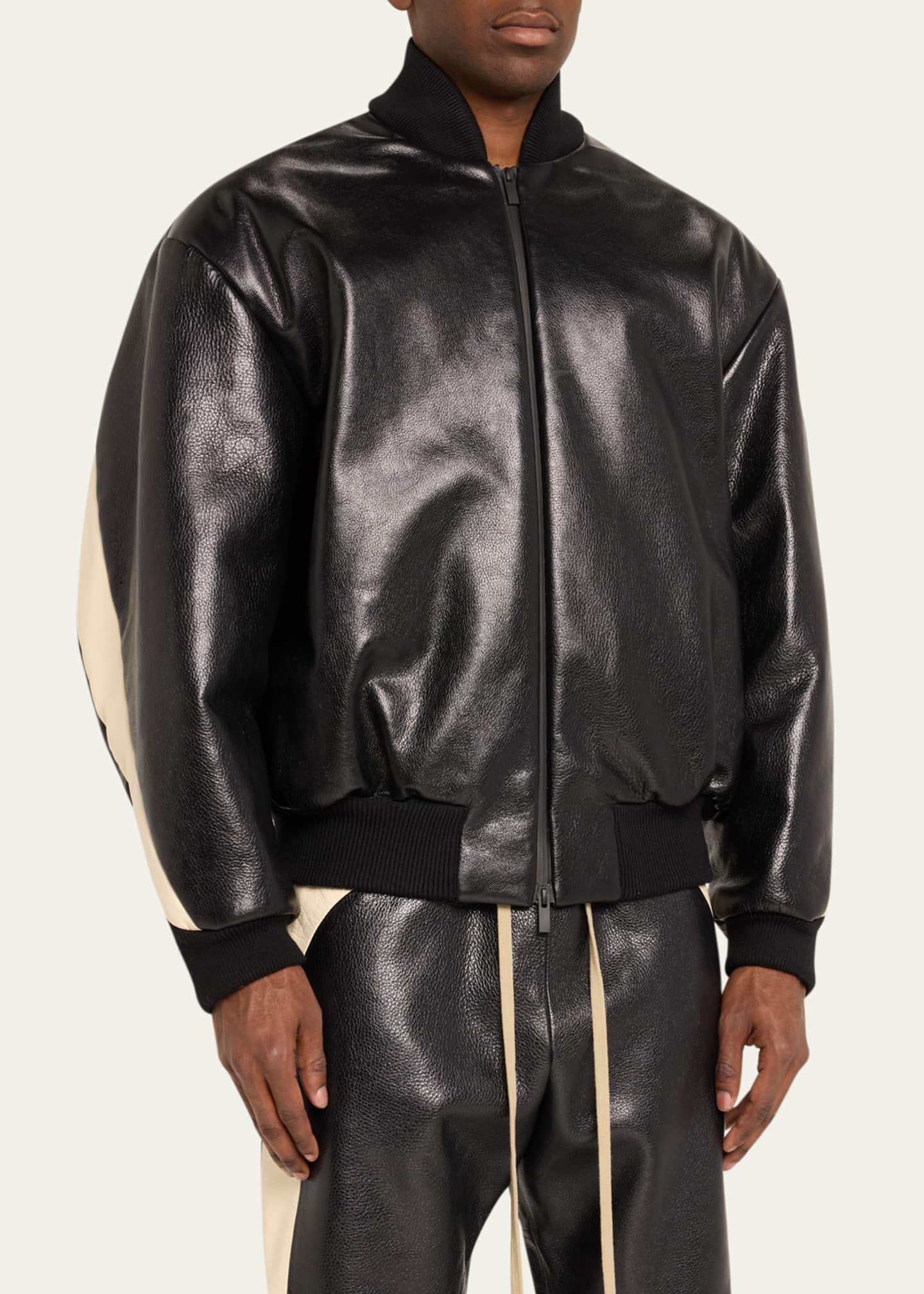 Fear of God Men's Leather Bomber Jacket with Back Stripe - Bergdorf Goodman