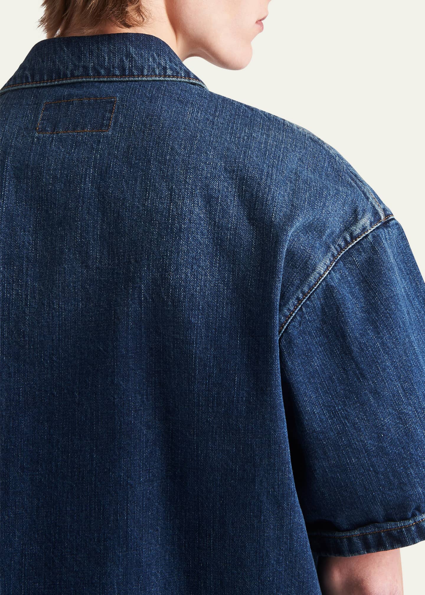 Prada Men's Denim Snap-Front Shirt - Bergdorf Goodman