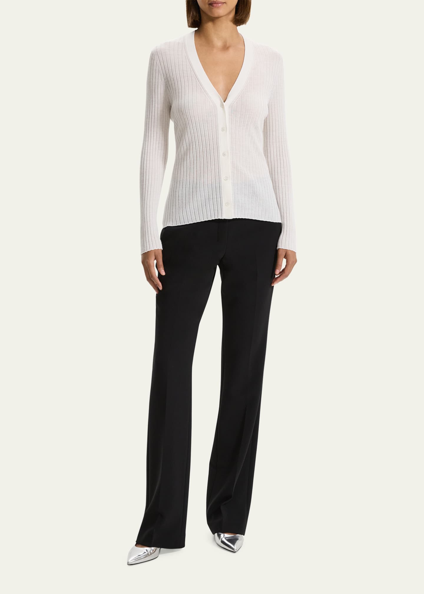 Theory Regal Merino Wool Wide-Rib Cardigan - Bergdorf Goodman