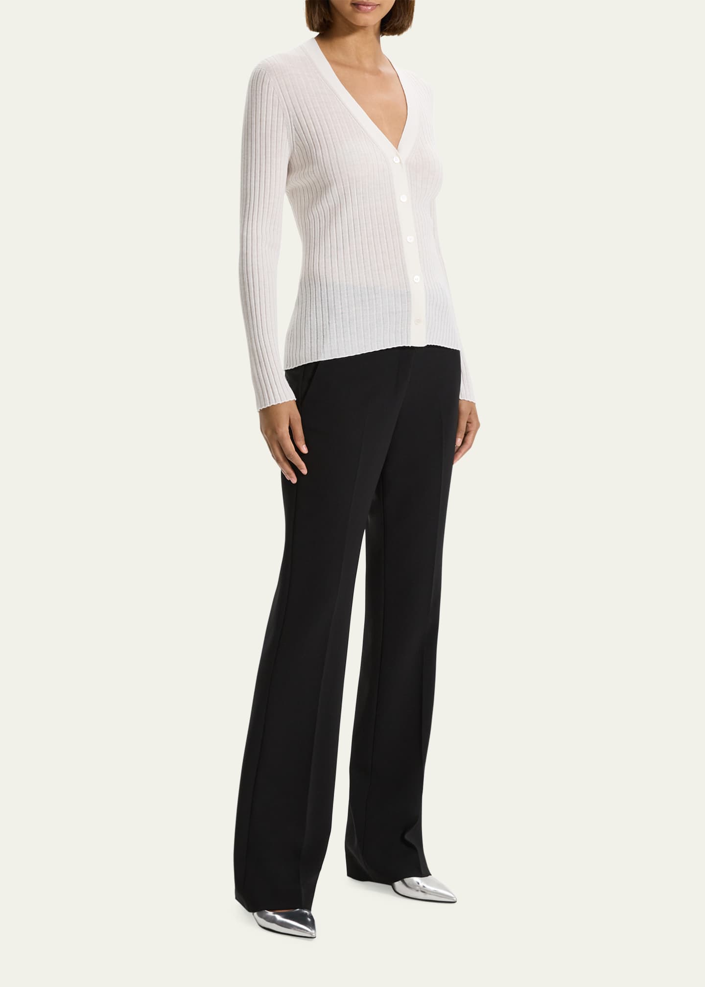 Theory Regal Merino Wool Wide-Rib Cardigan - Bergdorf Goodman