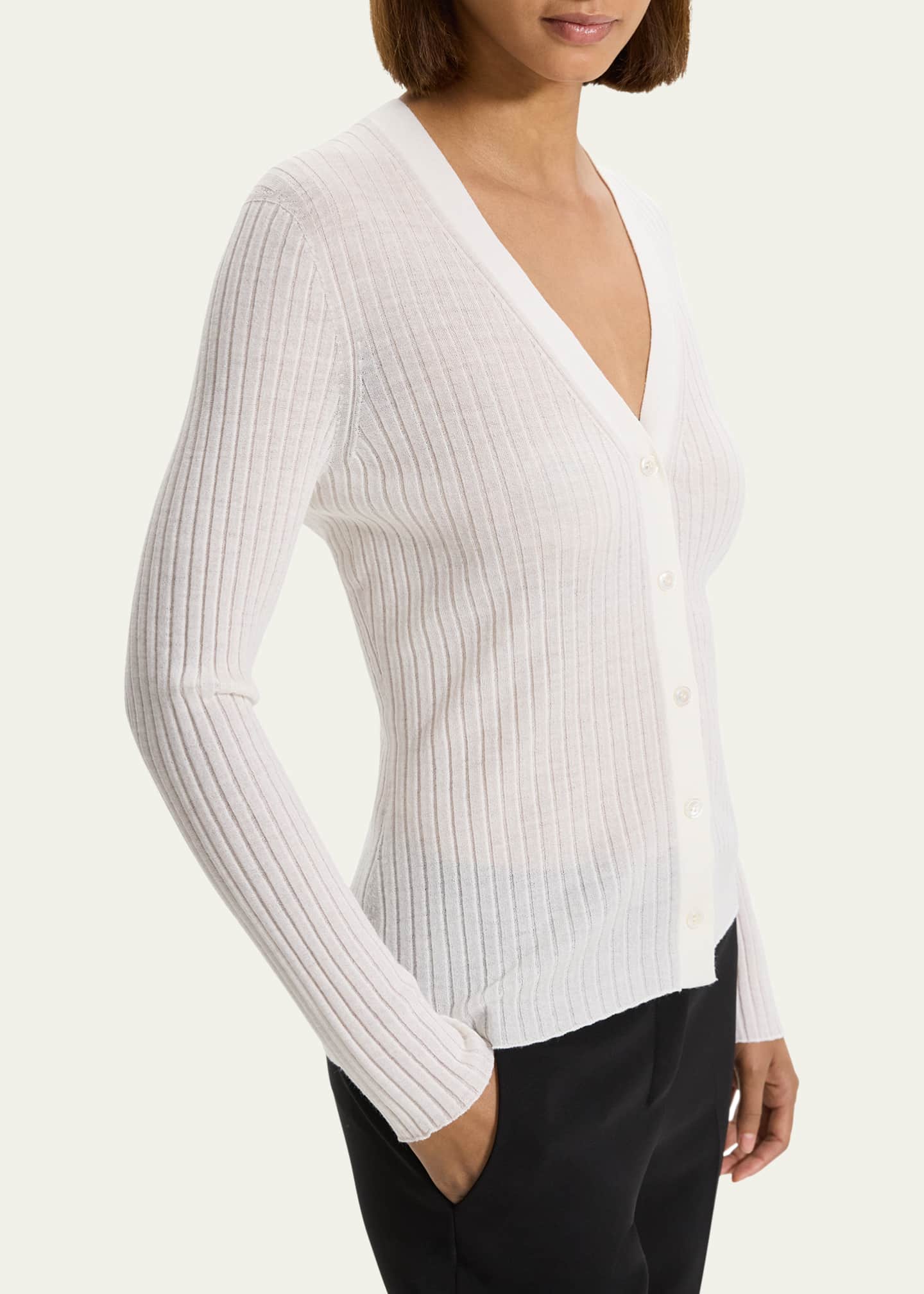 Theory Regal Merino Wool Wide-Rib Cardigan - Bergdorf Goodman