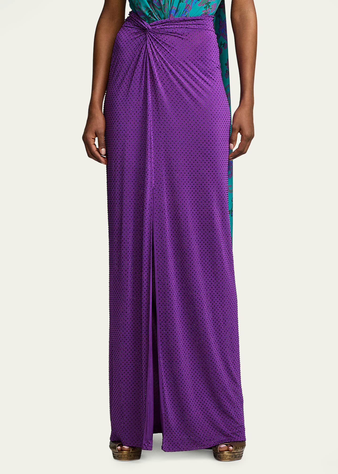 Ralph Lauren Collection Strass Twisted Slit Maxi Sarong Skirt ...